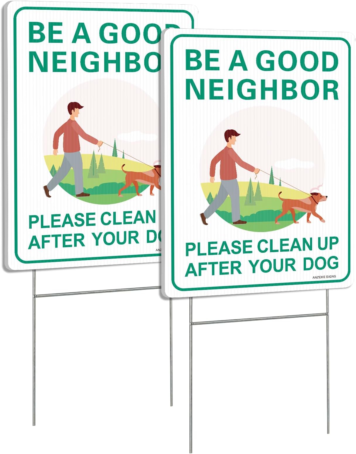 Amazon.com : Clean Up After Your Dog Signs 2 Pack 12"x9" with Metal ...