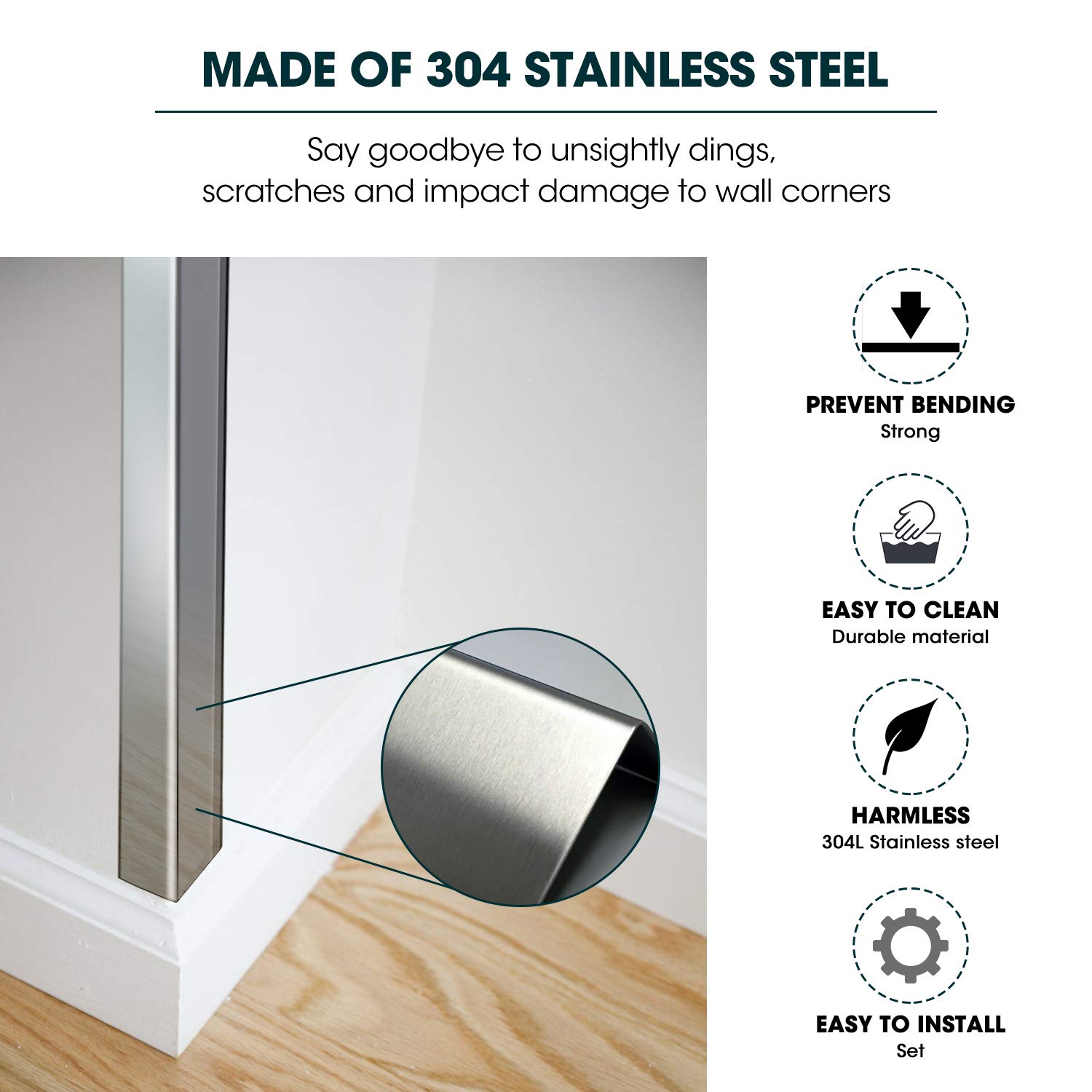 Snapklik.com : Zipcase Stainless Steel Wall Corner Guard 2 X 2 X 48 ...