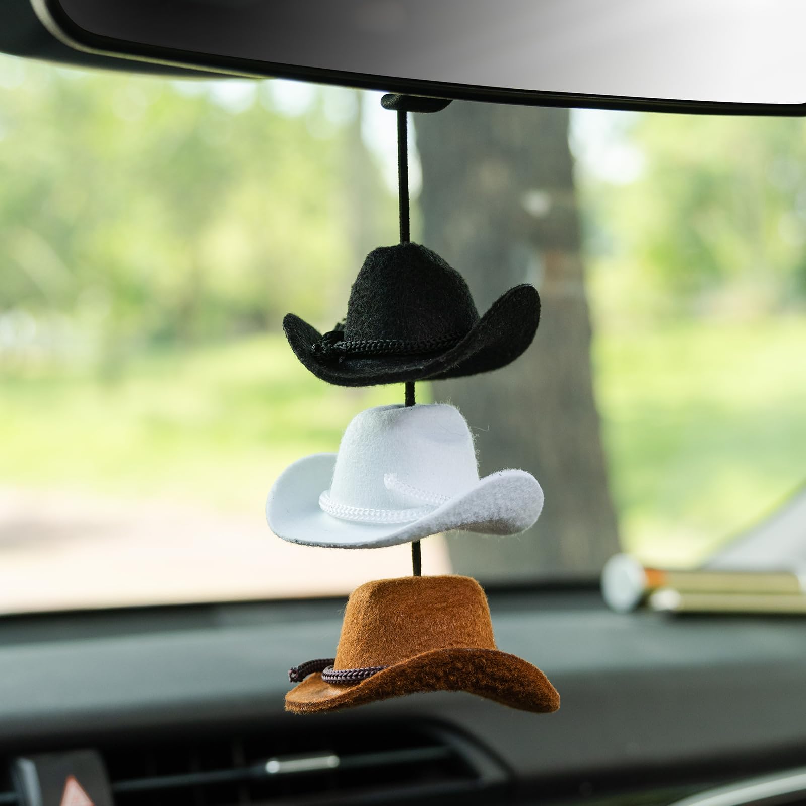 Amazon.com: Rislobx Cowboy Hat Hanging Charm for Car Rear View Mirror ...