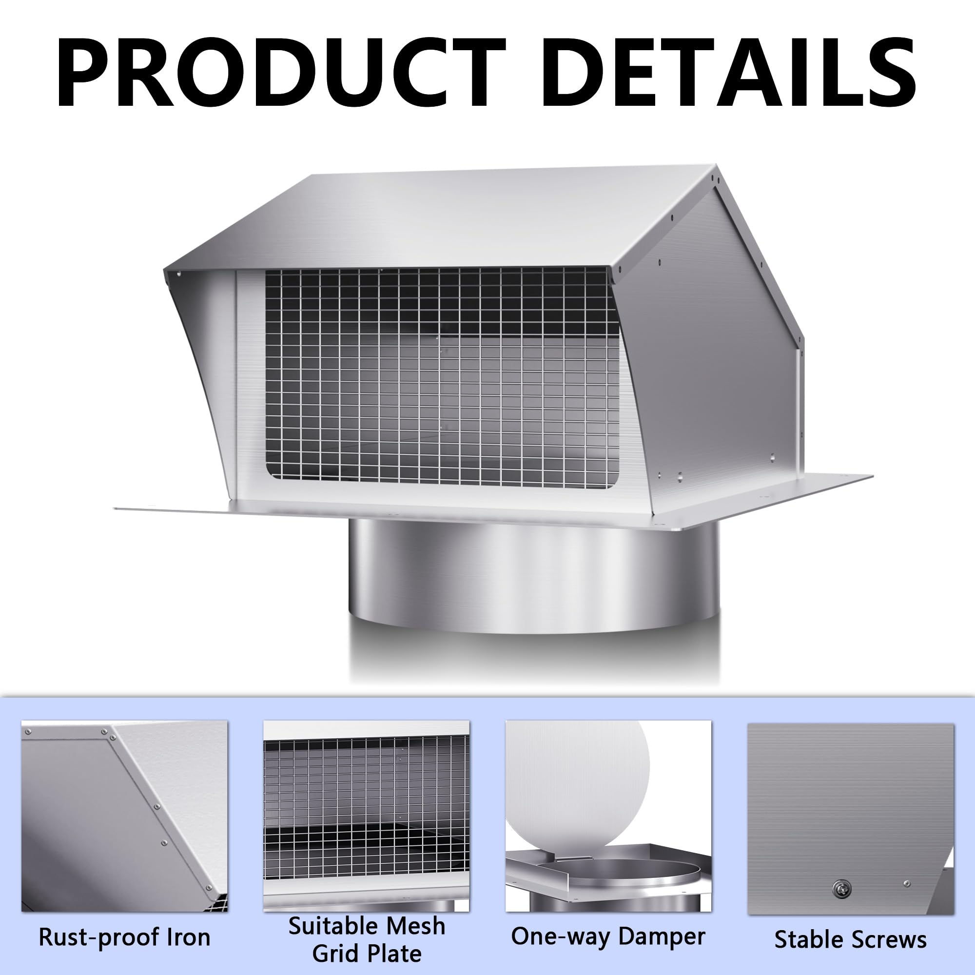 Snapklik.com : Roof Vent Cap 4 Inch Removable Roof Vent Dryer Vent Cap ...