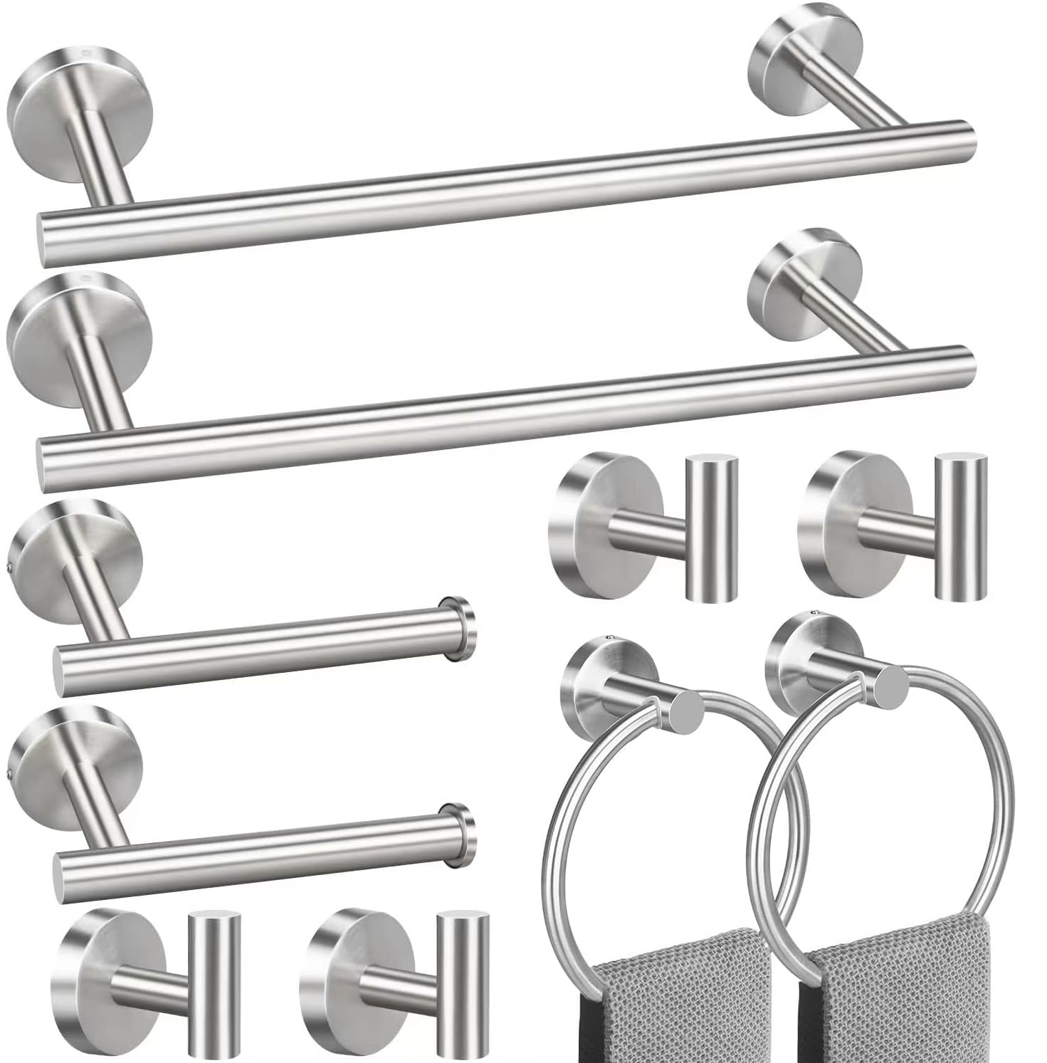Amazon.com: Toptowel 23.6inch 10 Sets Bathroom Towel Rack Set Brushed ...