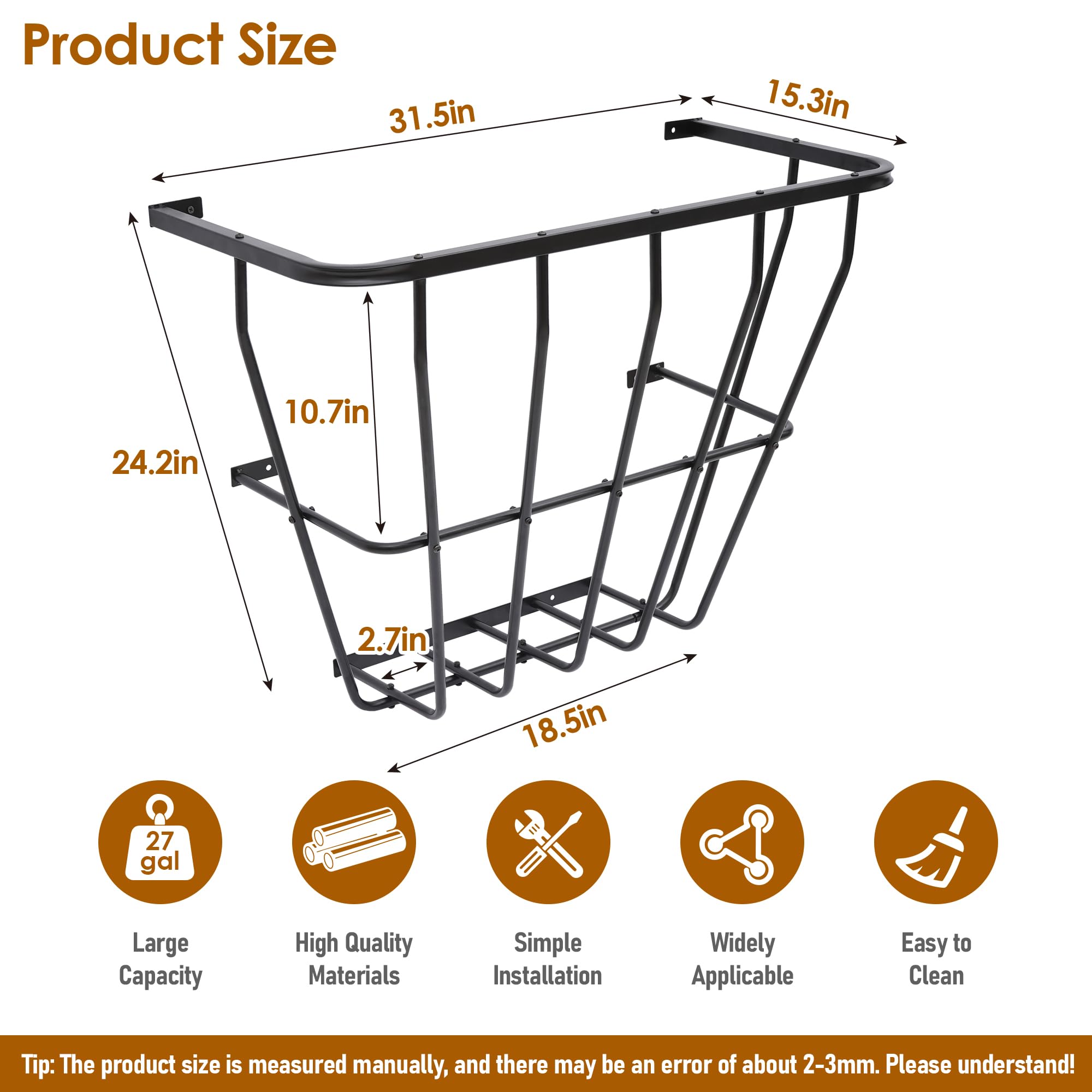 Snapklik.com : Hay Rack Wall Mount 27 Gallon Heavy Duty Hay Feeder Goat ...