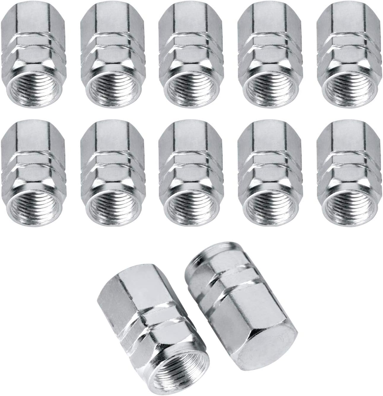 Amazon.com: BEADNOVA Valve Stem Caps Aluminum Chrome Caps for Tires ...