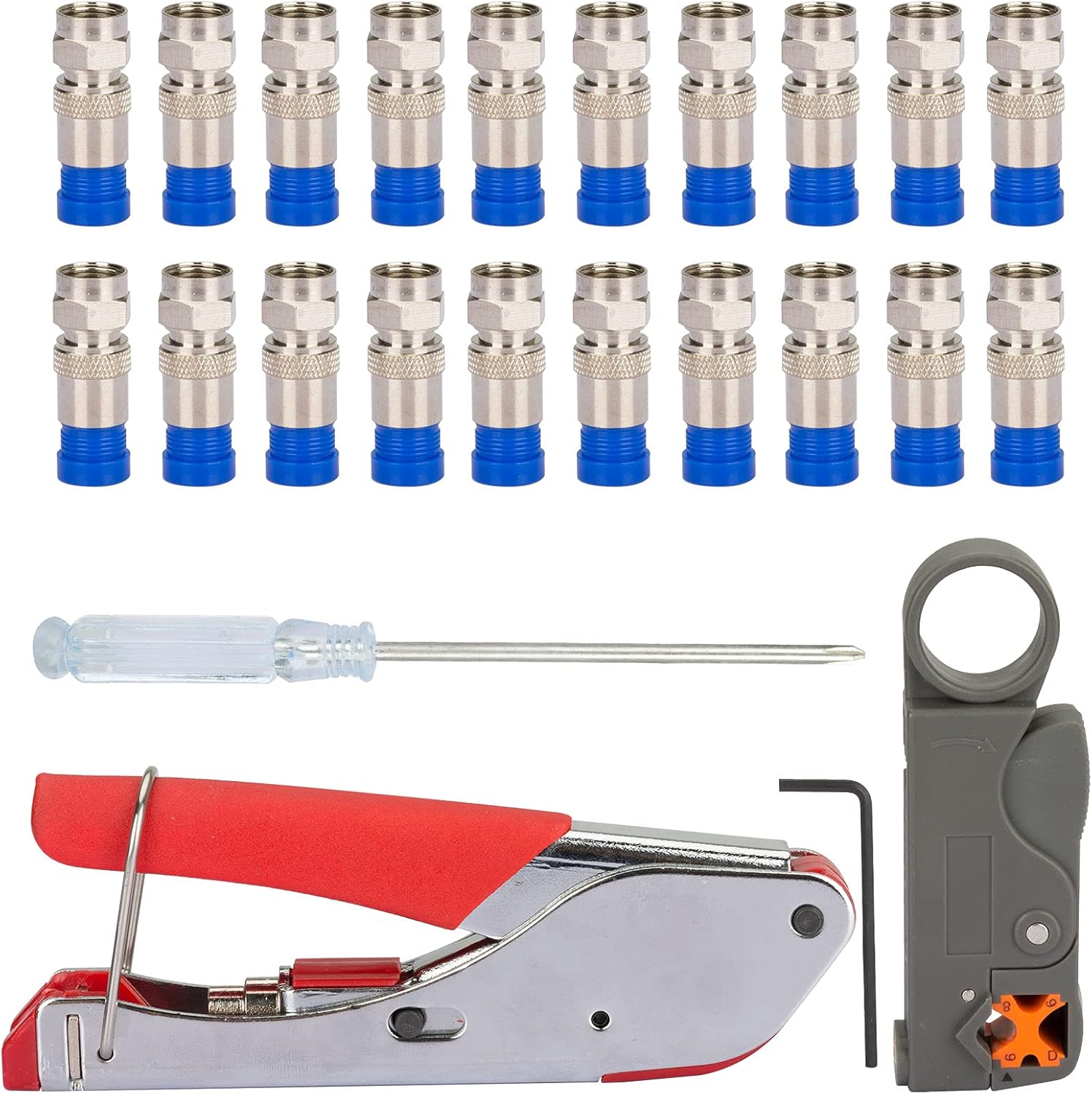 Coaxial Compression Tool Kit, RG59 RG6 Coax Cable Crimper Double Blades ...