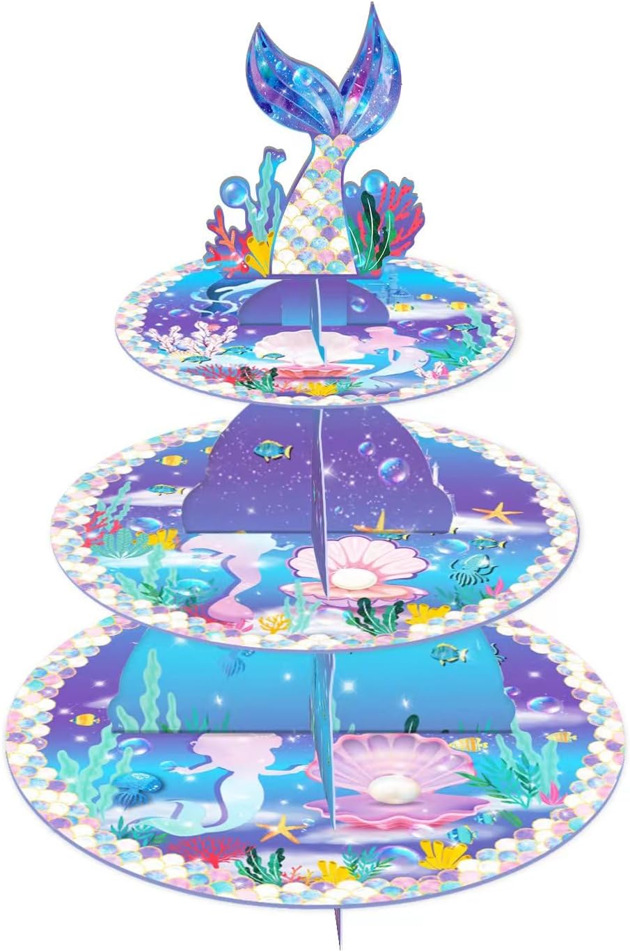 Amazon.com: 3 Tier Mermaid Cupcake Stand,15Inch Mermaid Cupcake Stand ...