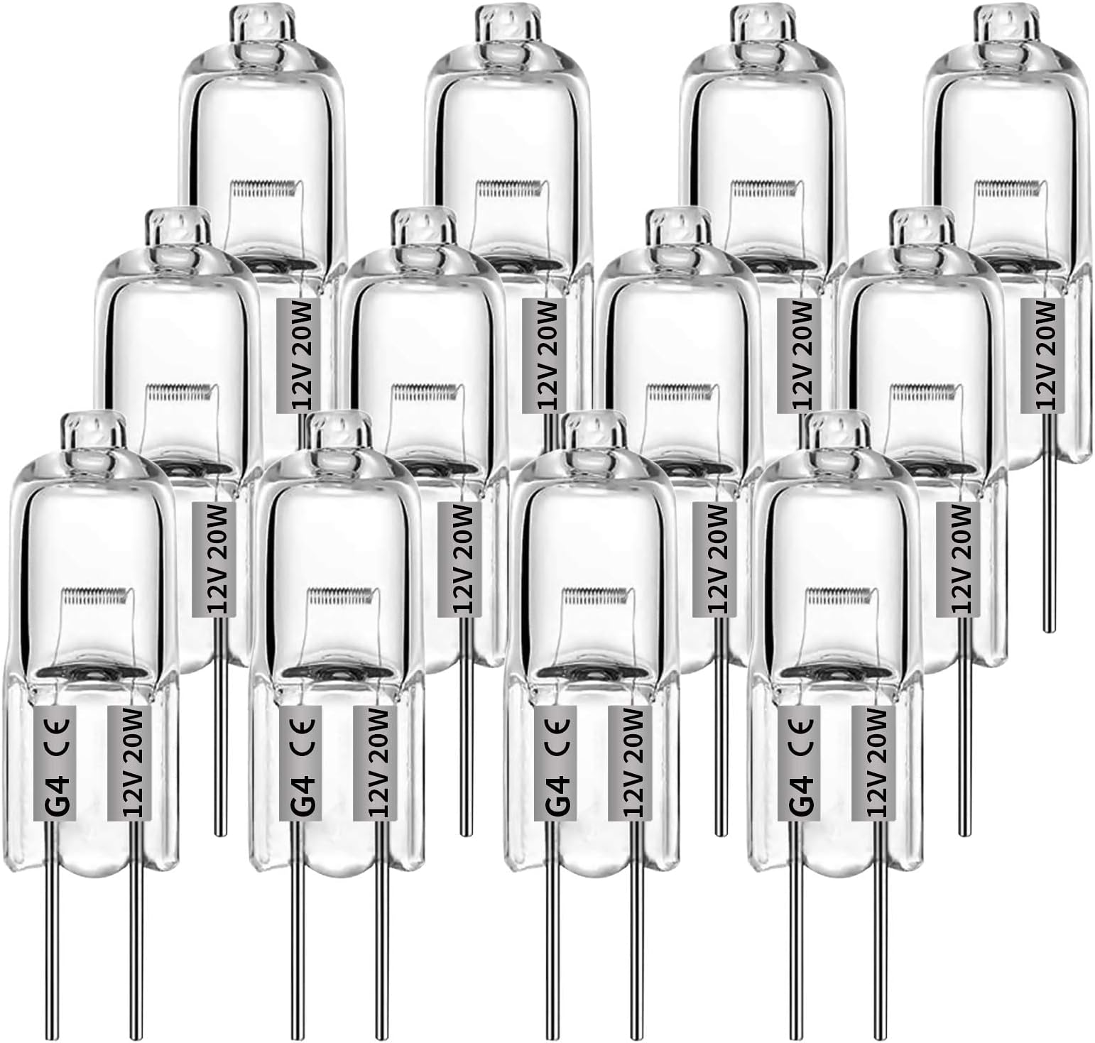 G4 Halogen Bulbs, 12 Pcs 10W 12V Halogen Light Bulbs 2 Pin Clear ...
