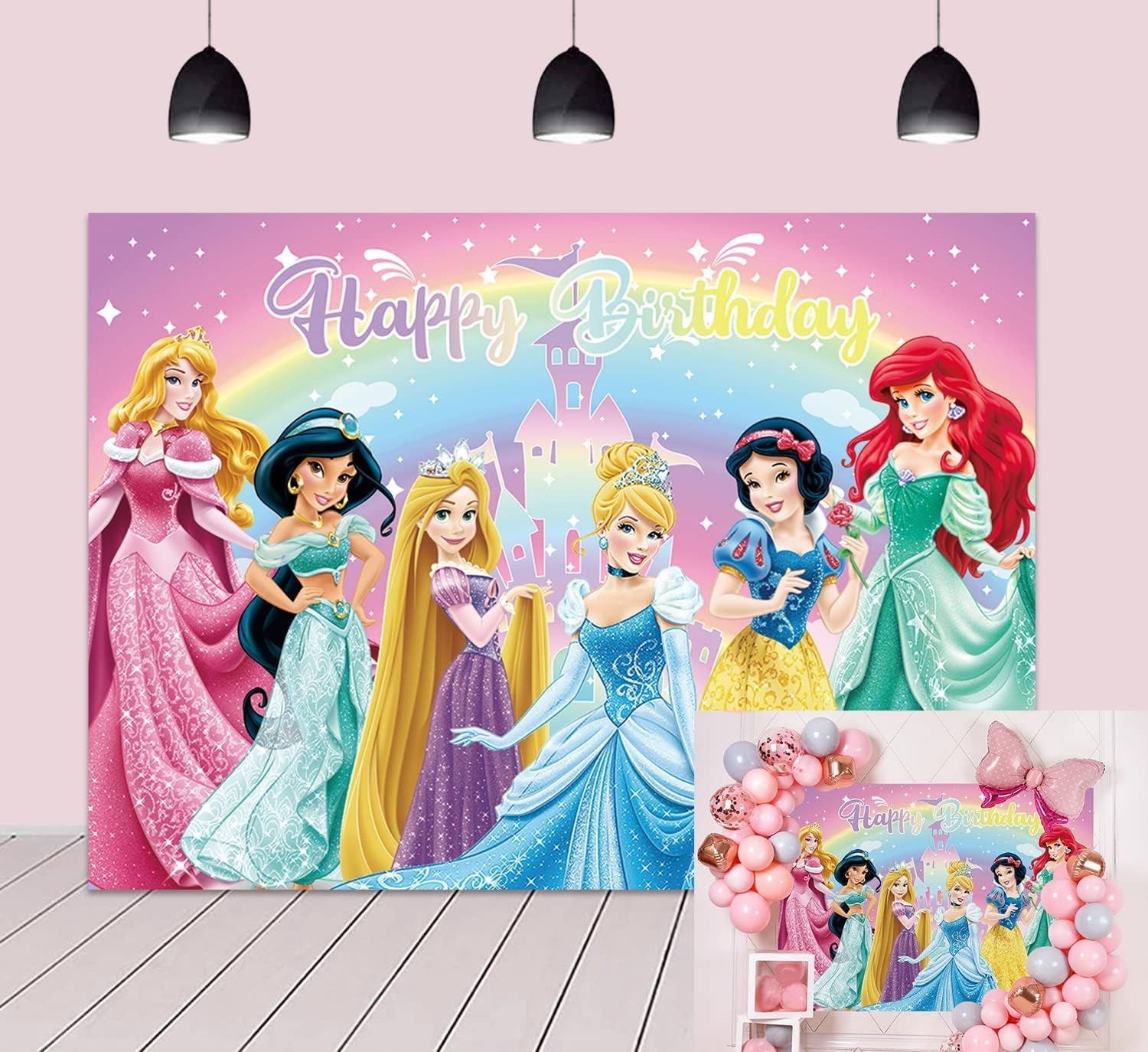 Princess Happy Birthday Photo Backdrop Girl Birthday Party Photography ...