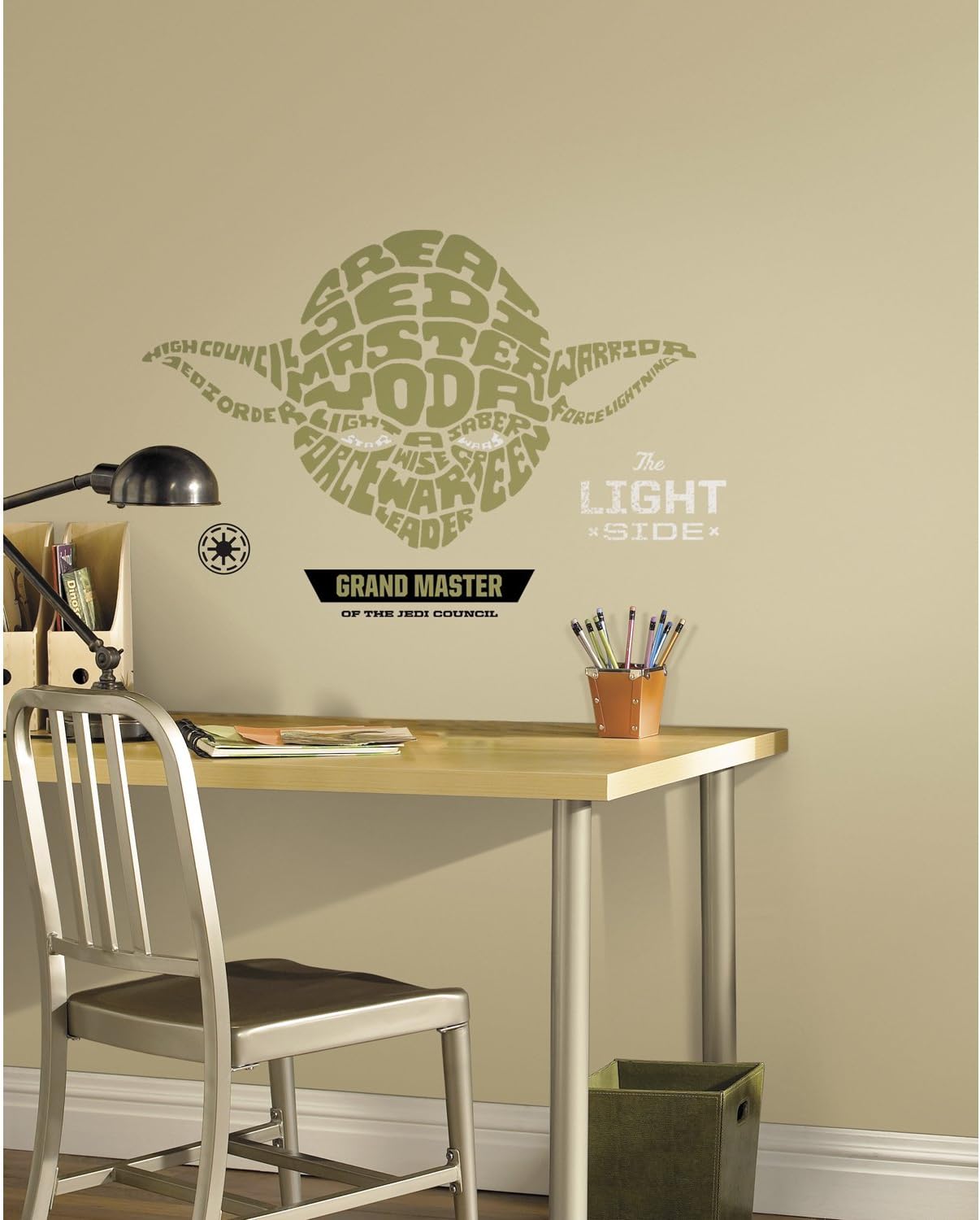 RoomMates Star Wars Typographic Yoda Peel and Stick Giant Wall Decals ...
