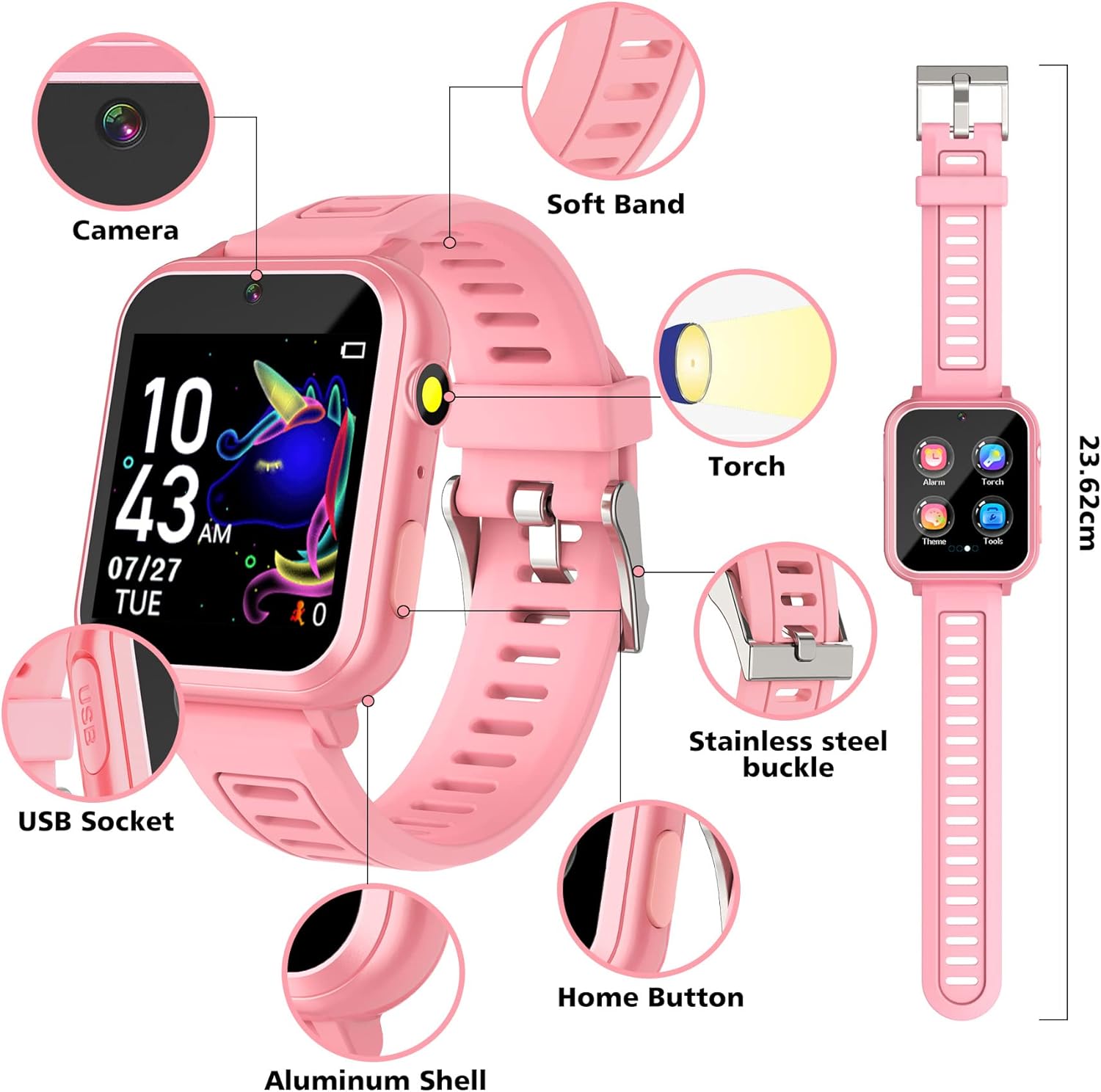 Reloj inteligente para niños, reloj inteligente para niños con 24 ...