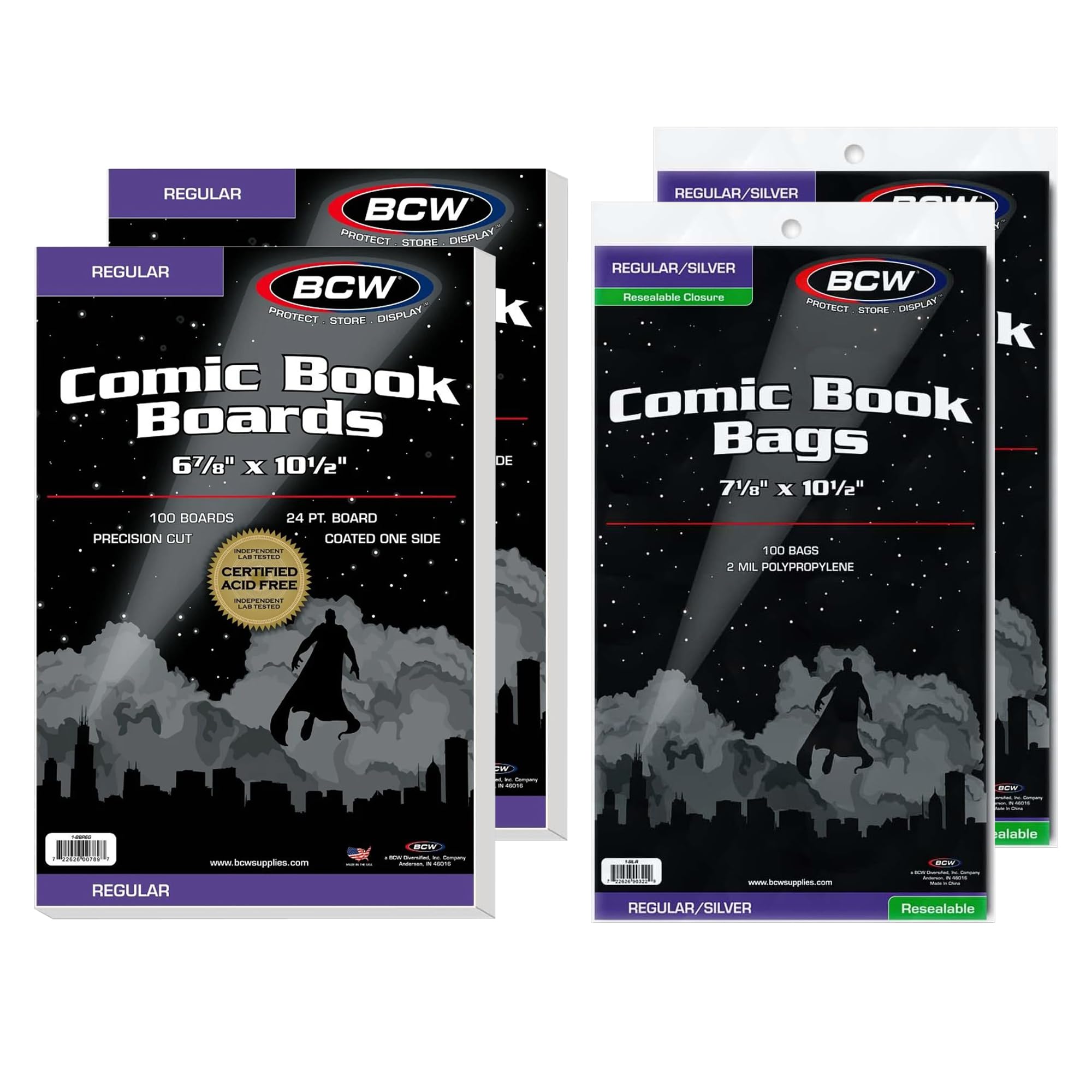 Amazon.com : BCW Resealable Silver/Regular Age Comic Backing Boards ...