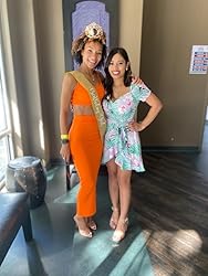 Amazon.com: Velius Women's Scoop Neck Neon Bodycon Two Piece Pencil ...