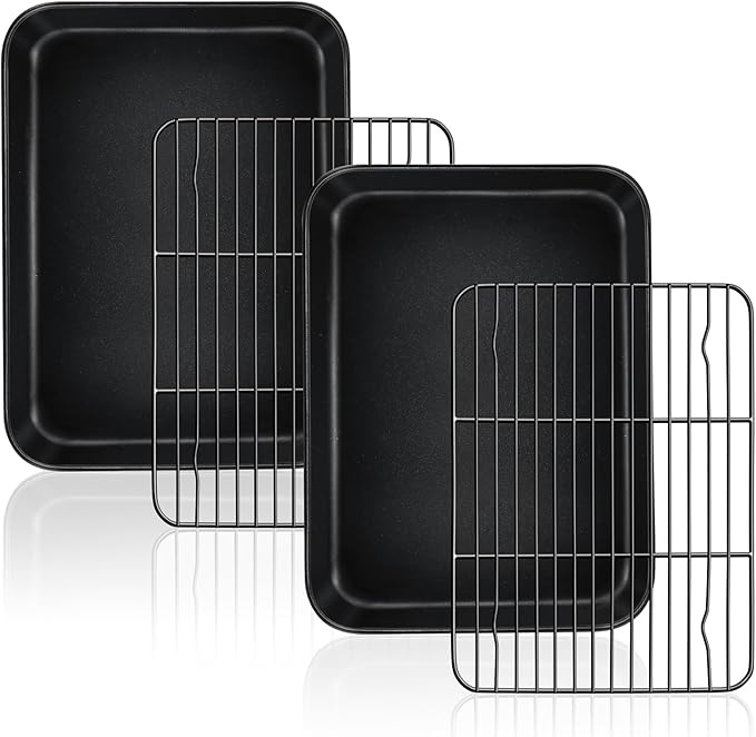 Amazon.com: TeamFar Toaster Oven Pans with Racks Set, 9.25 x 7 x 1 Inch ...