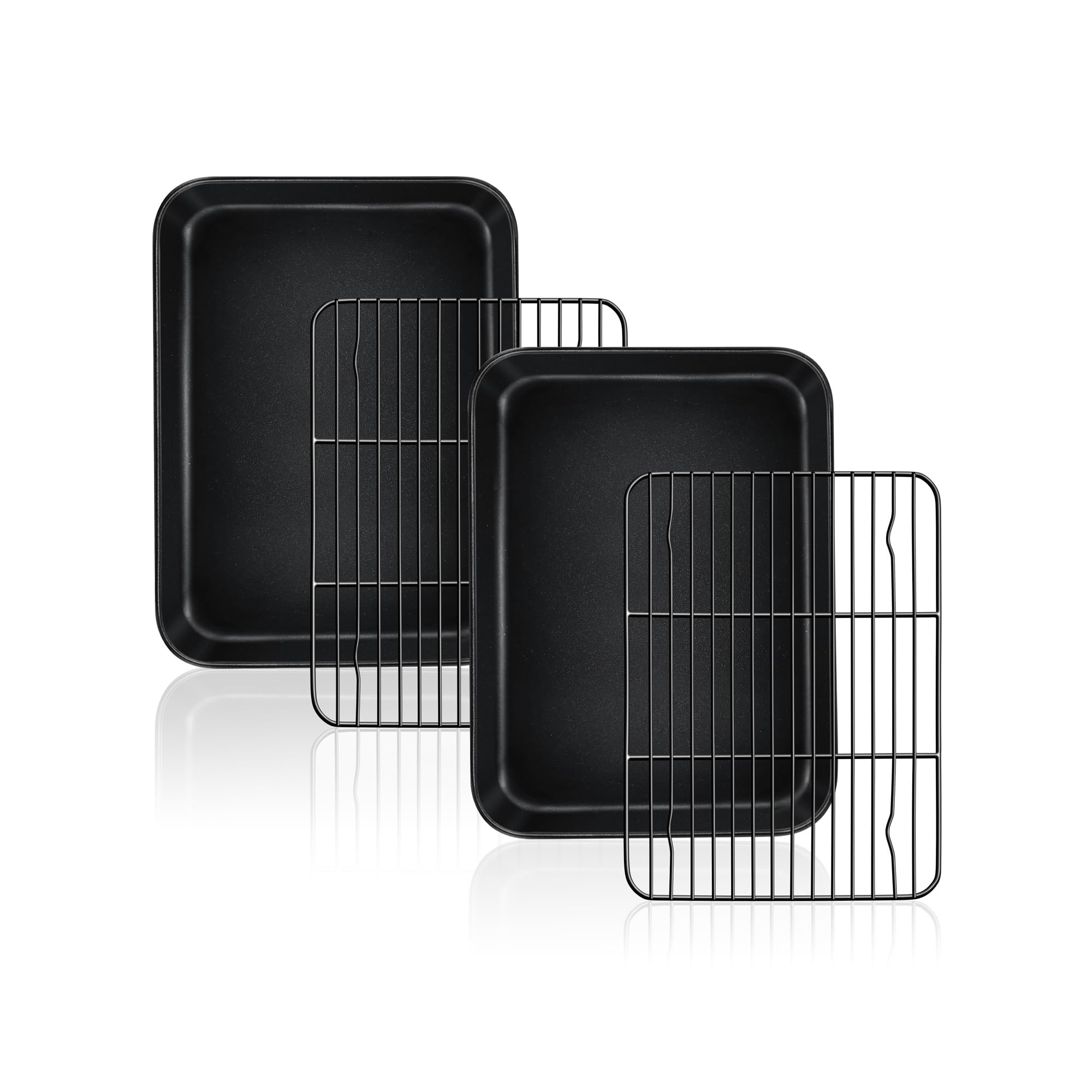 Amazon.com: TeamFar Toaster Oven Pans with Racks Set, 9.25 x 7 x 1 Inch ...