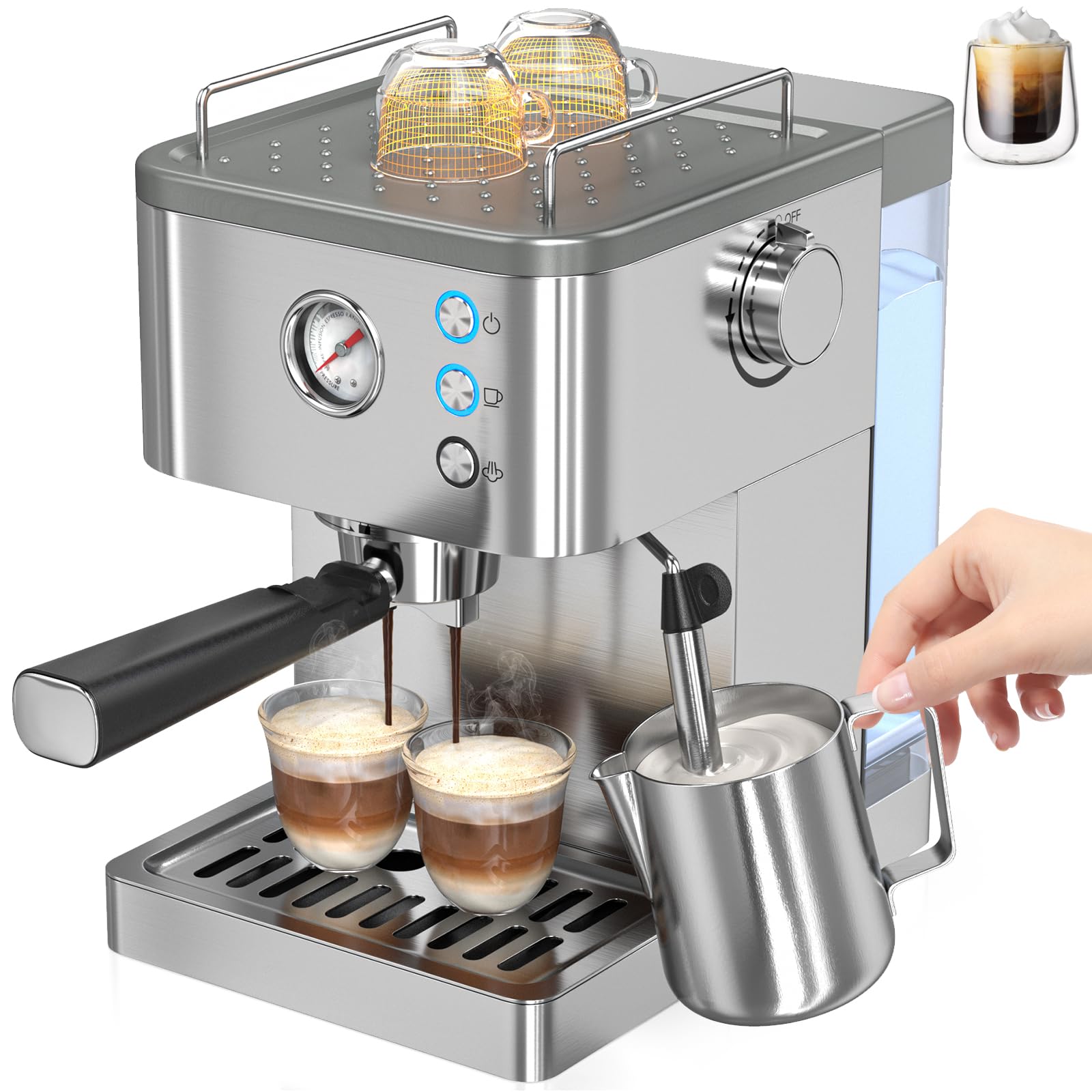 Amazon.com: yolid Expresso Coffee Machines 20 Bar Cappuccino Machines ...