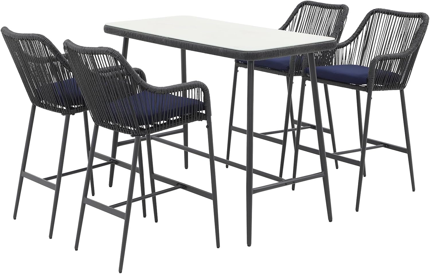 Amazon.com: JOIVI 5-Piece Patio Bar Dining Set, Bar Height Outdoor ...