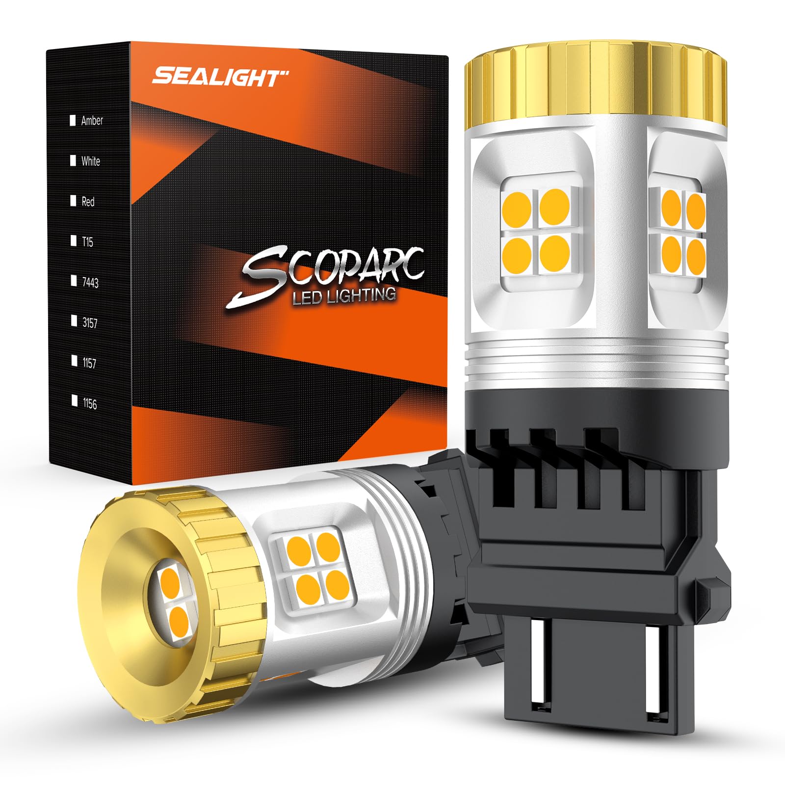 Amazon.com: SEALIGHT 3157 LED Bulb for Turn Signal Lights, 1200% Super ...