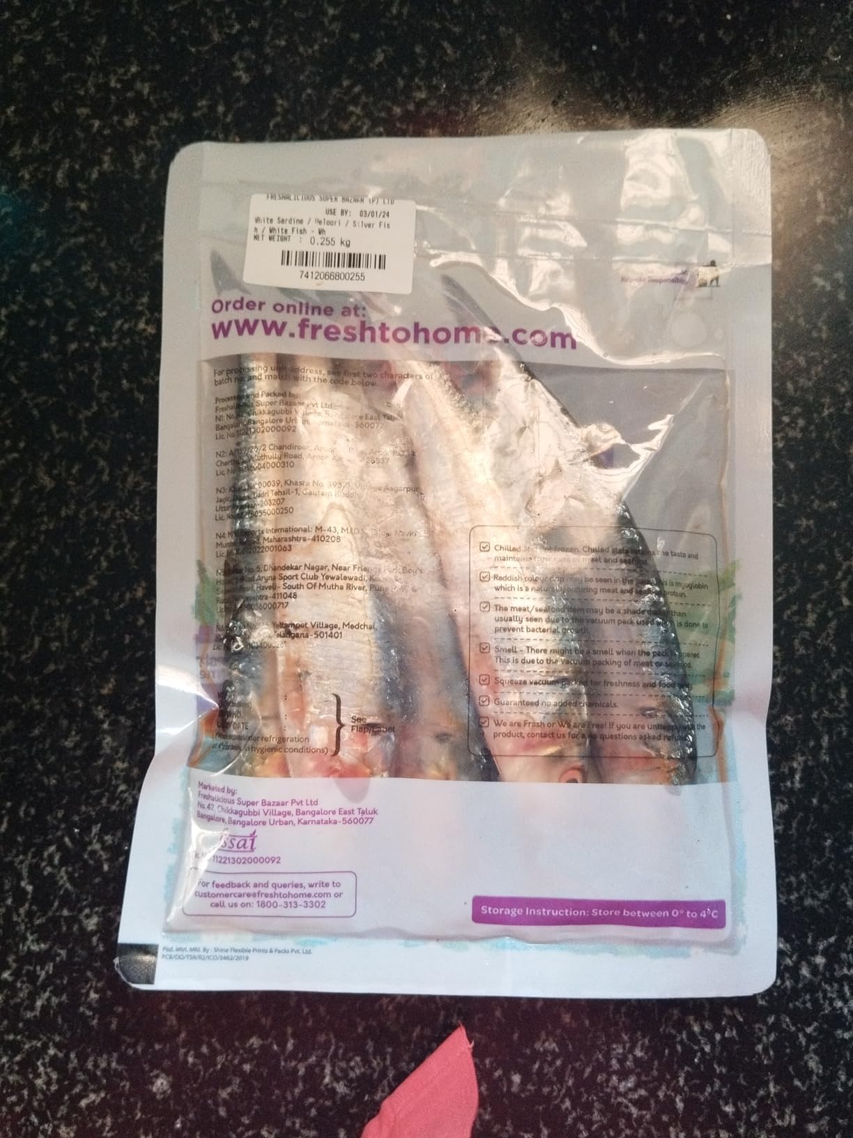 FreshToHome White Sardine/Veloori/Silver Fish/White Fish | Whole | 240g ...