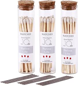 Amazon.com: 4" White Matches Included with Match Holder, 3 Glass ...