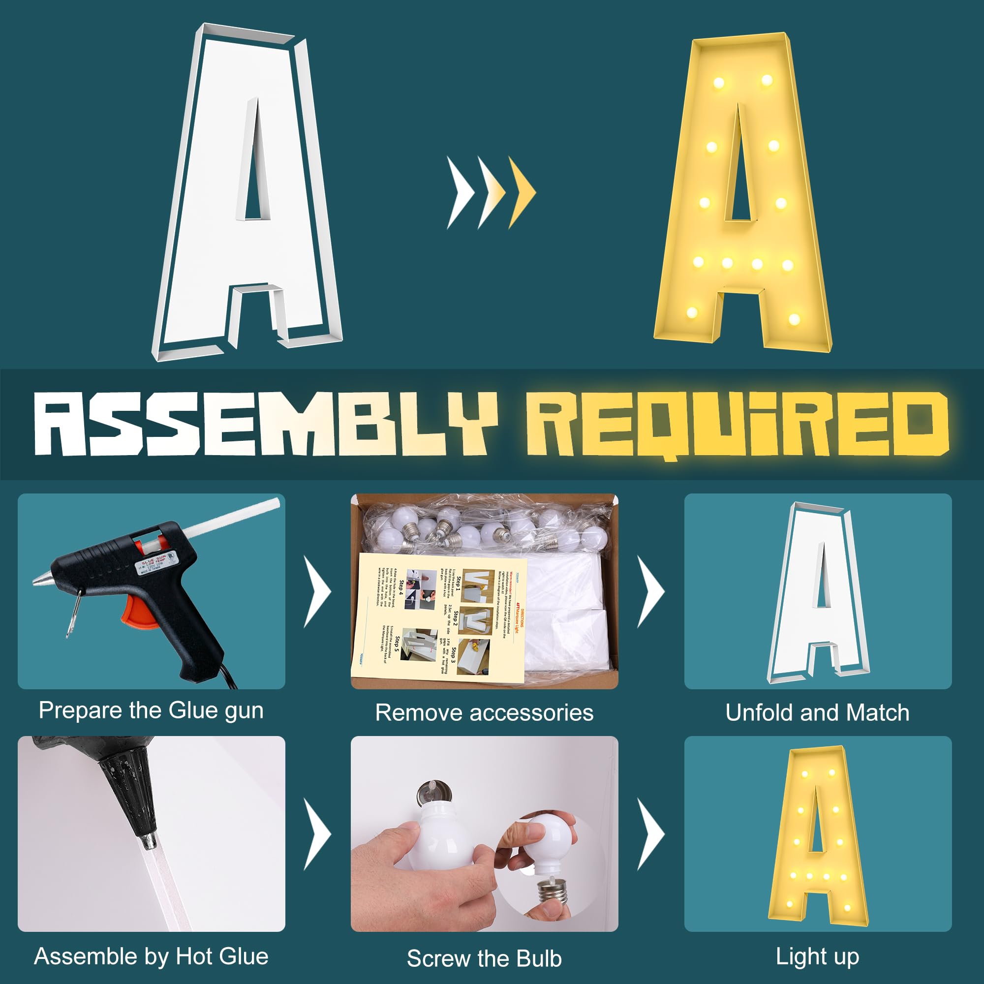 Snapklik.com : YOSWPP 4FT Large Marquee Light Up Letters Numbers Giant ...