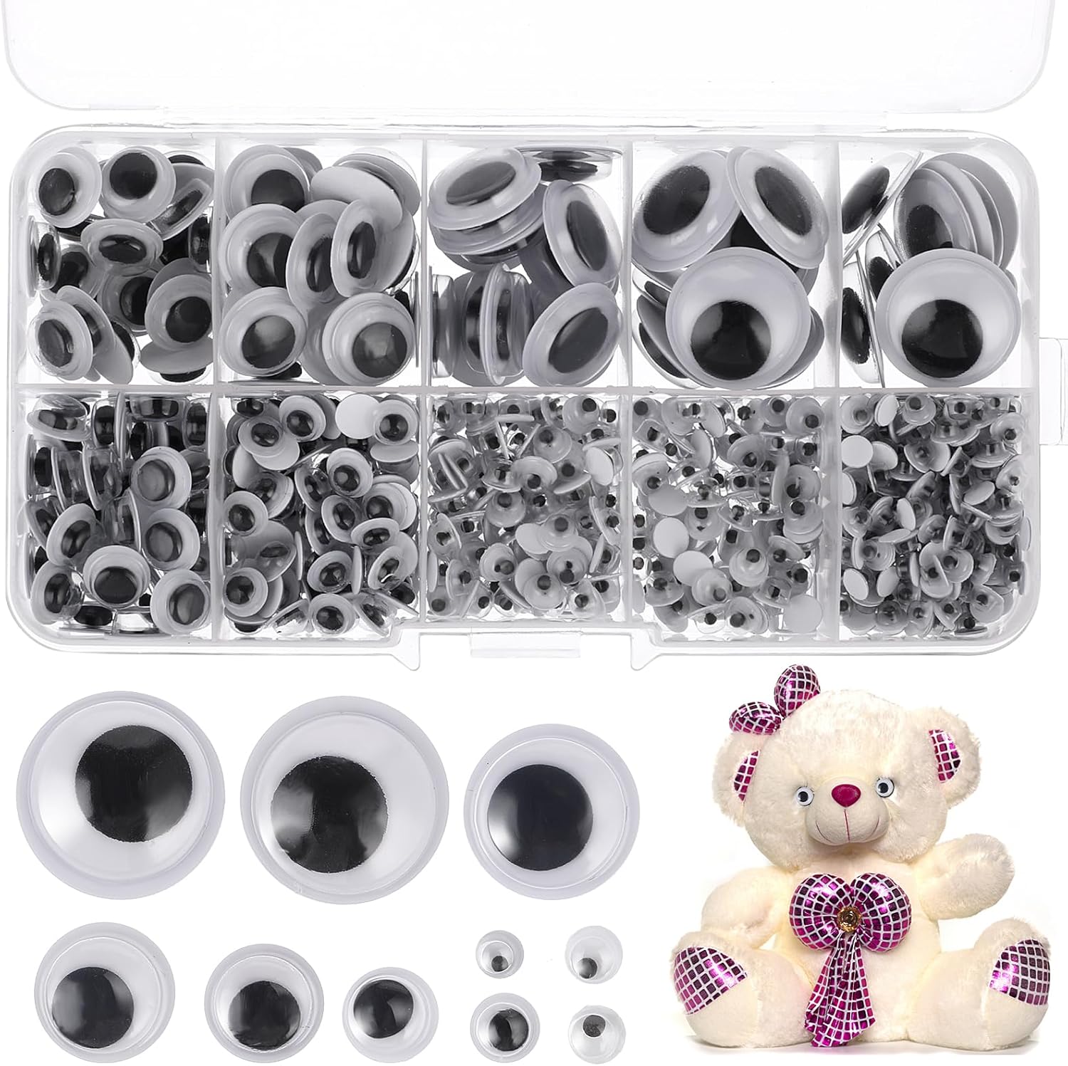 Amazon.com: Stick on Googly Wiggle Eyes, 750Pcs Assorted Size 4-18mm ...