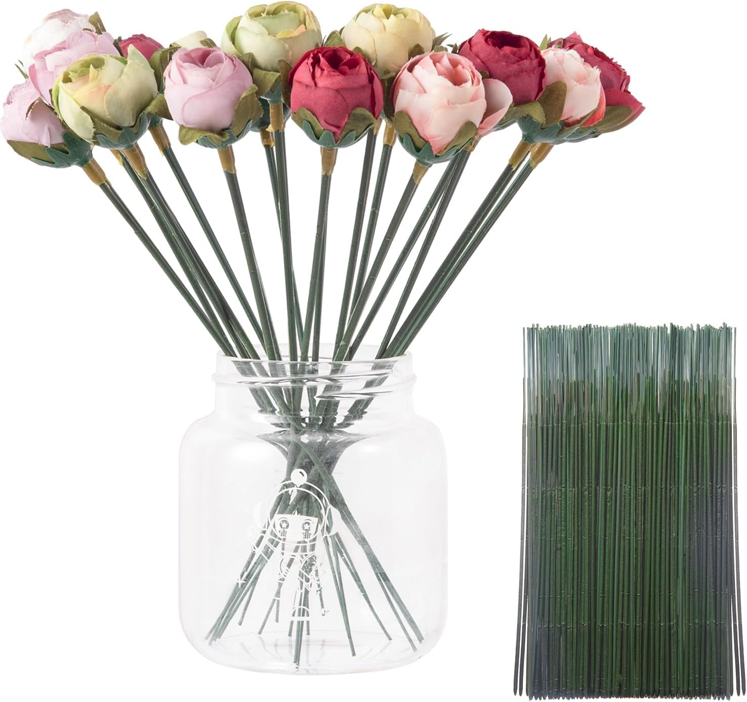 100 Pcs Plastic Flower Stems, Artificial Floral Rod Flower Stem Plastic ...