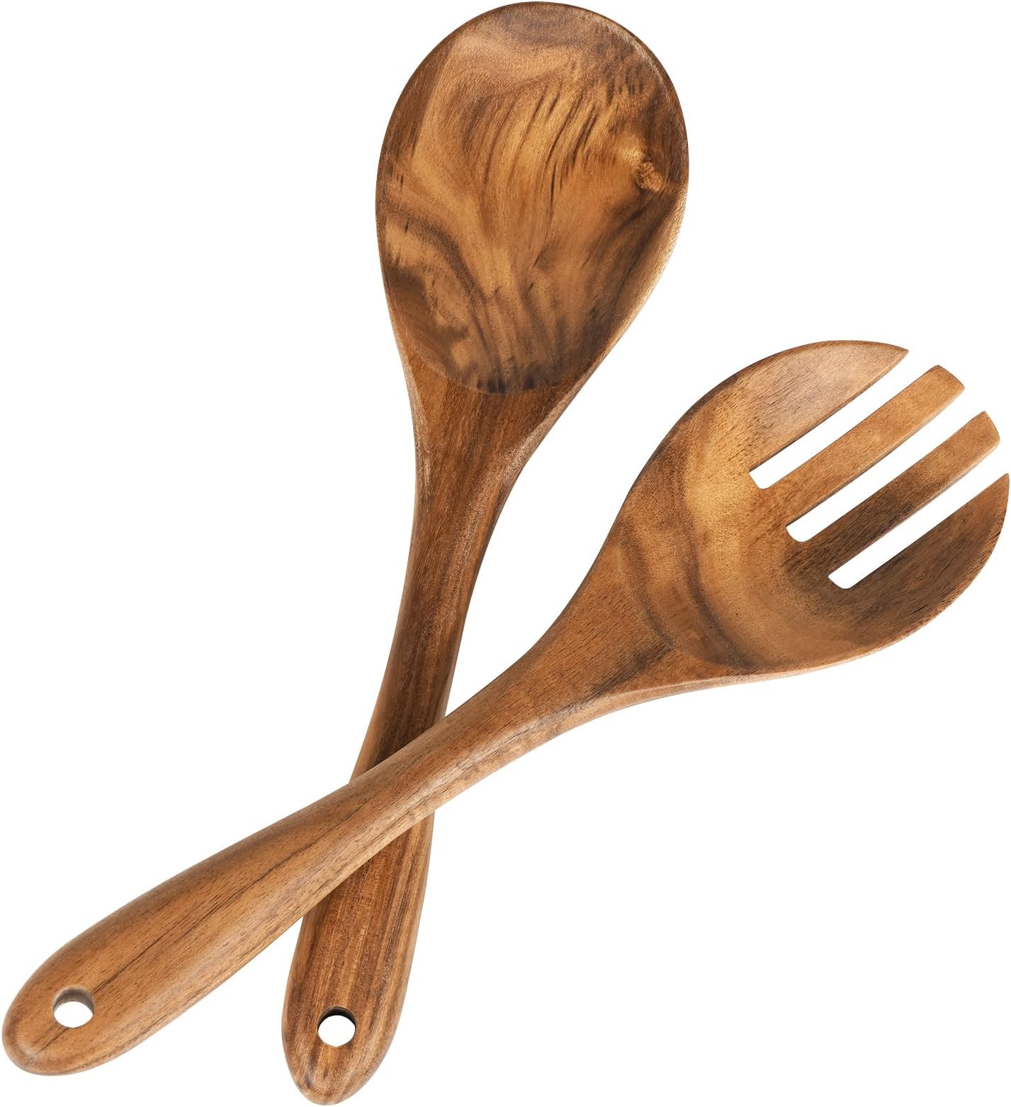 Amazon.com | MYRAINBOW Salad Tongs, Wooden Spoons, Salad Tongs for ...