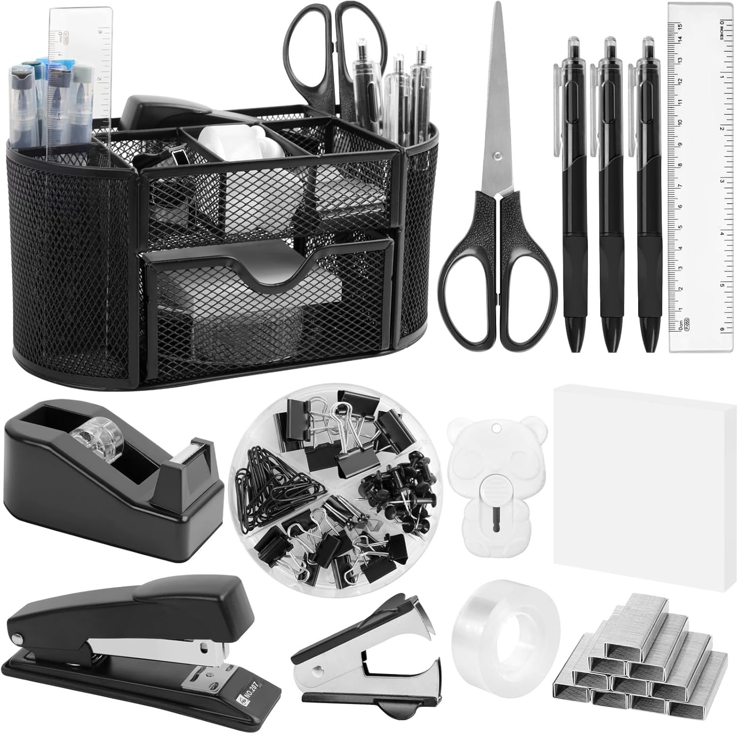 Amazon.com: PrintPulse Office Supplies for Desk,14pcs Black Desk Sets ...