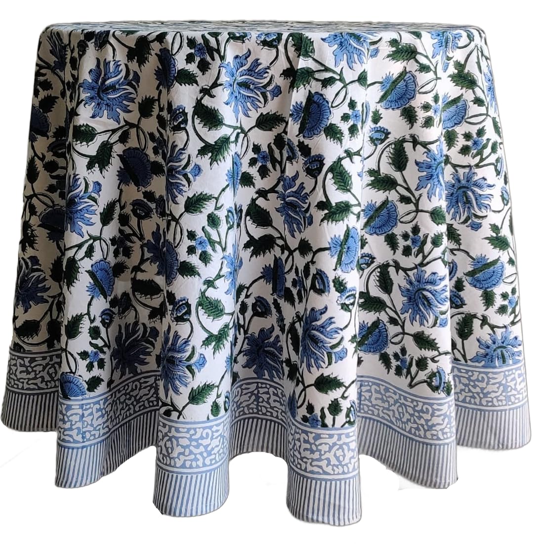 Amazon.com: ATOSII Taj 100% Cotton Round Tablecloth, Handblock Print ...