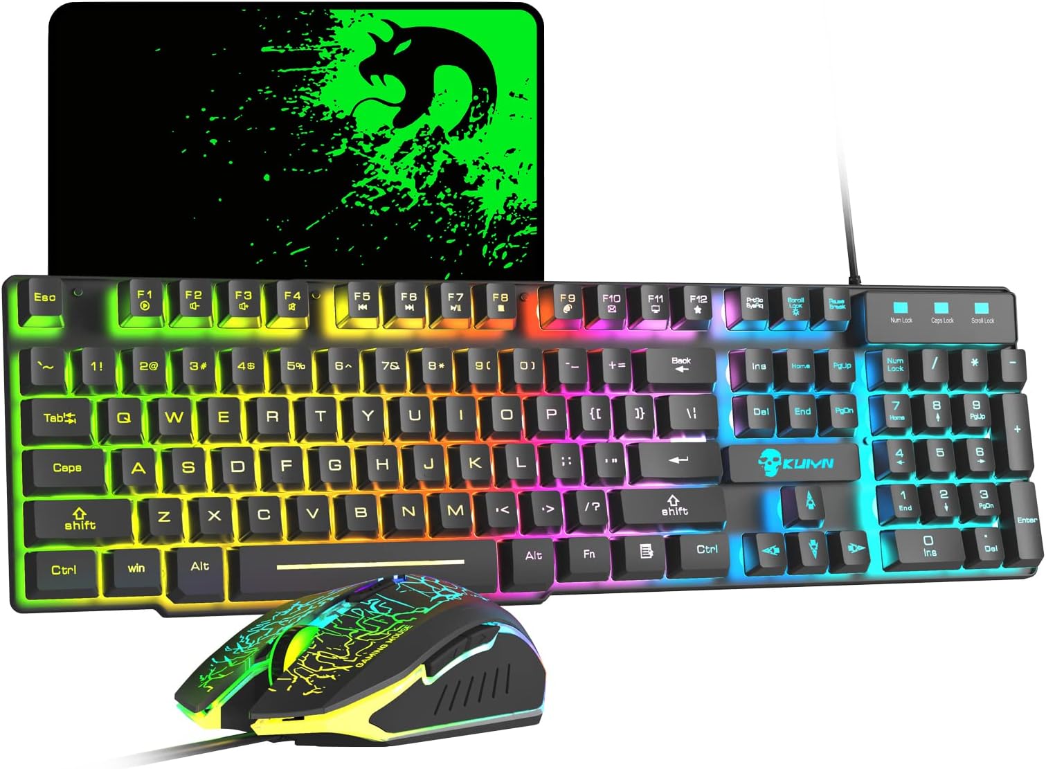 US Layout Gaming Keyboard and Mouse Set 12 RGB Lllumination Mode 104 ...