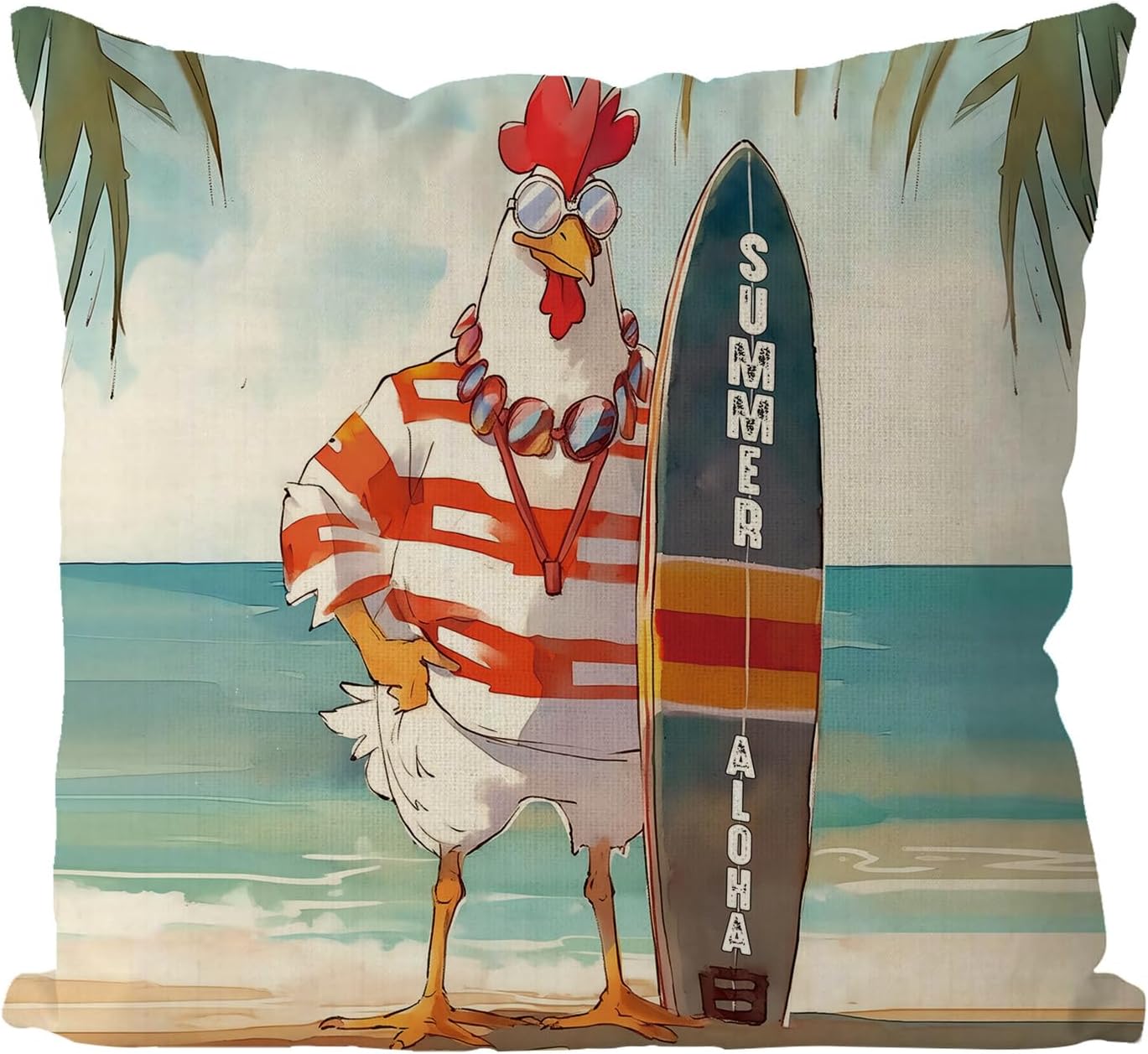 Amazon.com: GAGEC Summer Pillow Covers 16x16 Inch Funny Chicken Throw ...