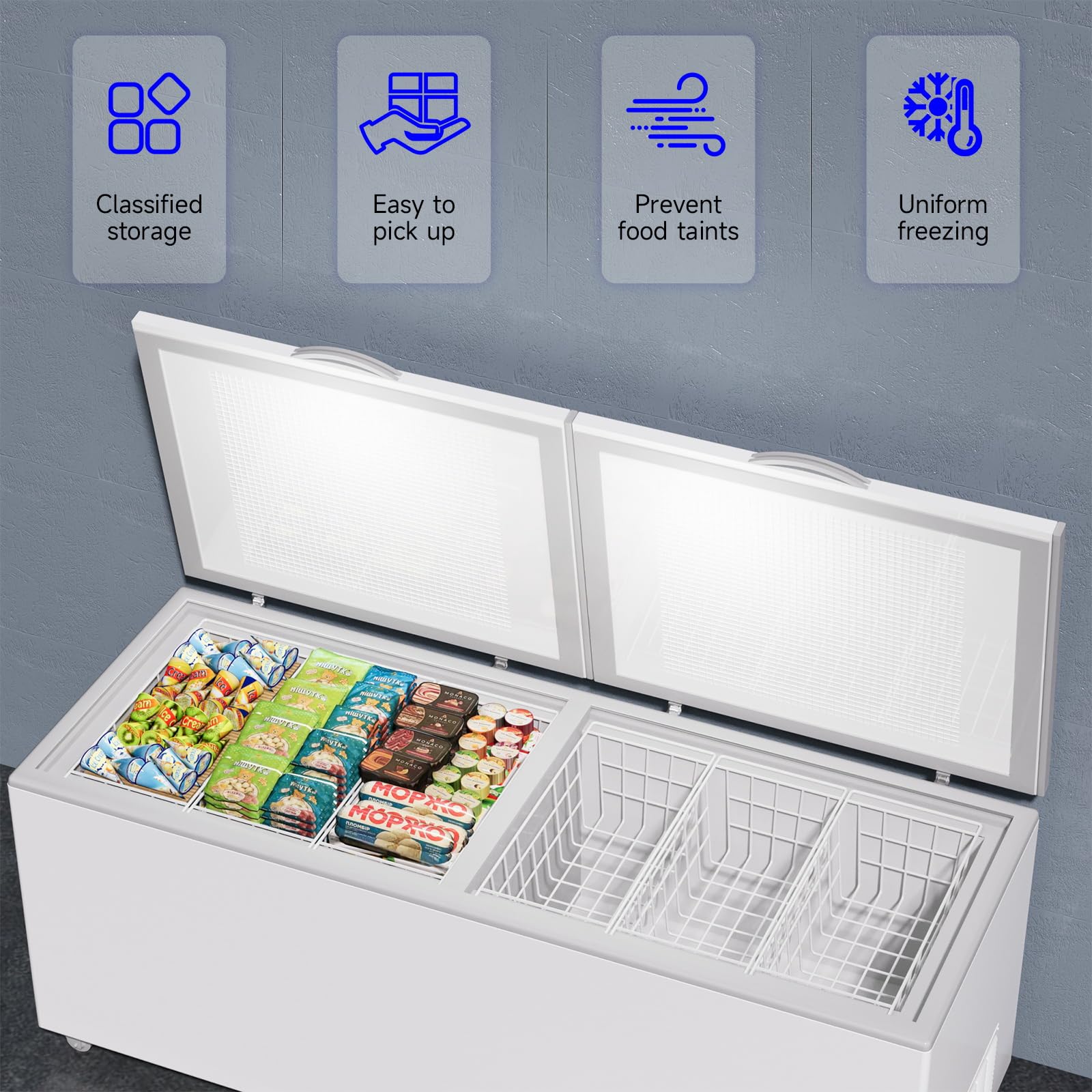 KIKIBRO Freezer Organizer Bins, Freezer Baskets for Chest Freezer, Deep ...