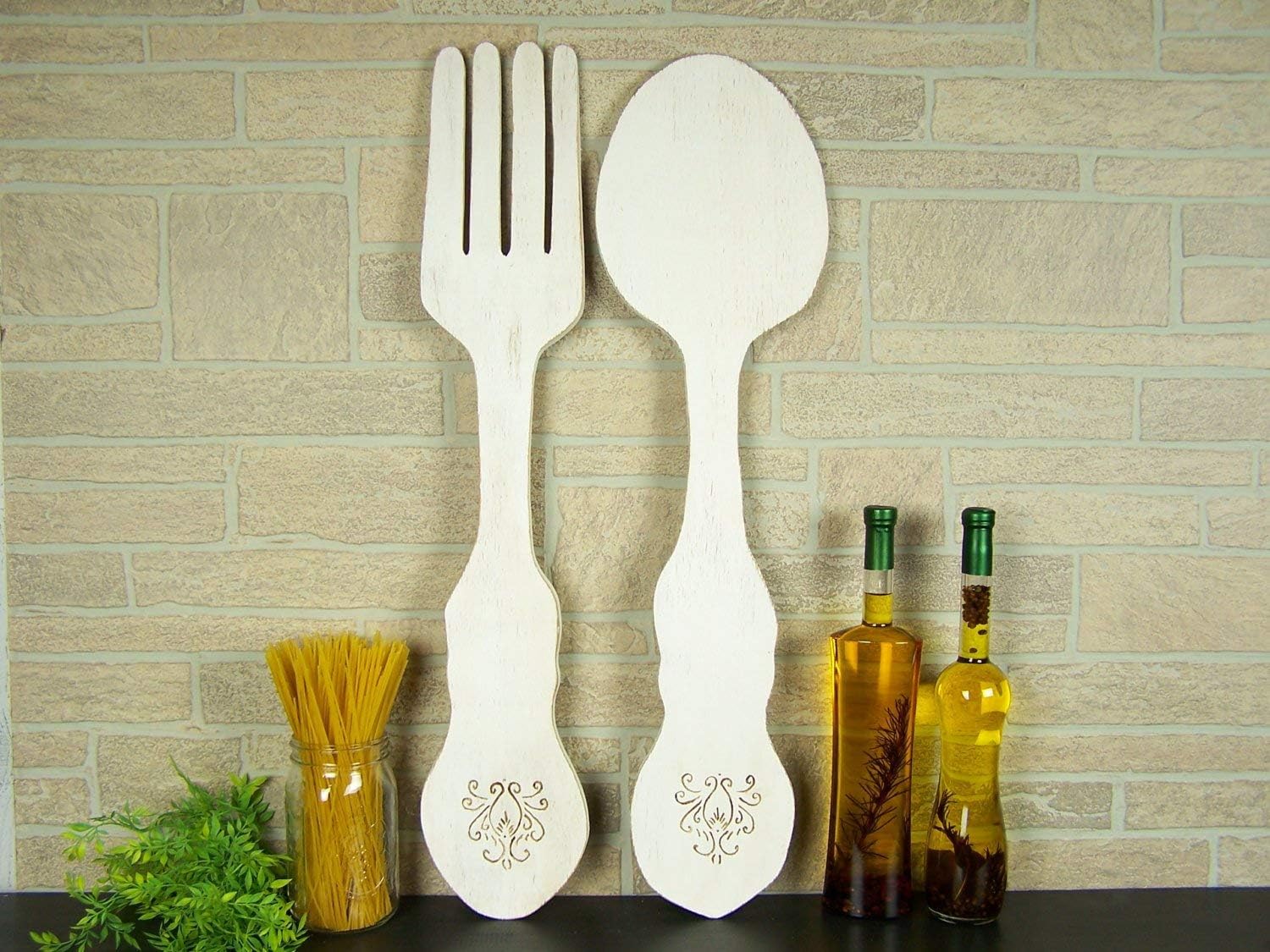 istiWood Gran Tenedor y Cuchara para decoración de Pared de Cocina ...