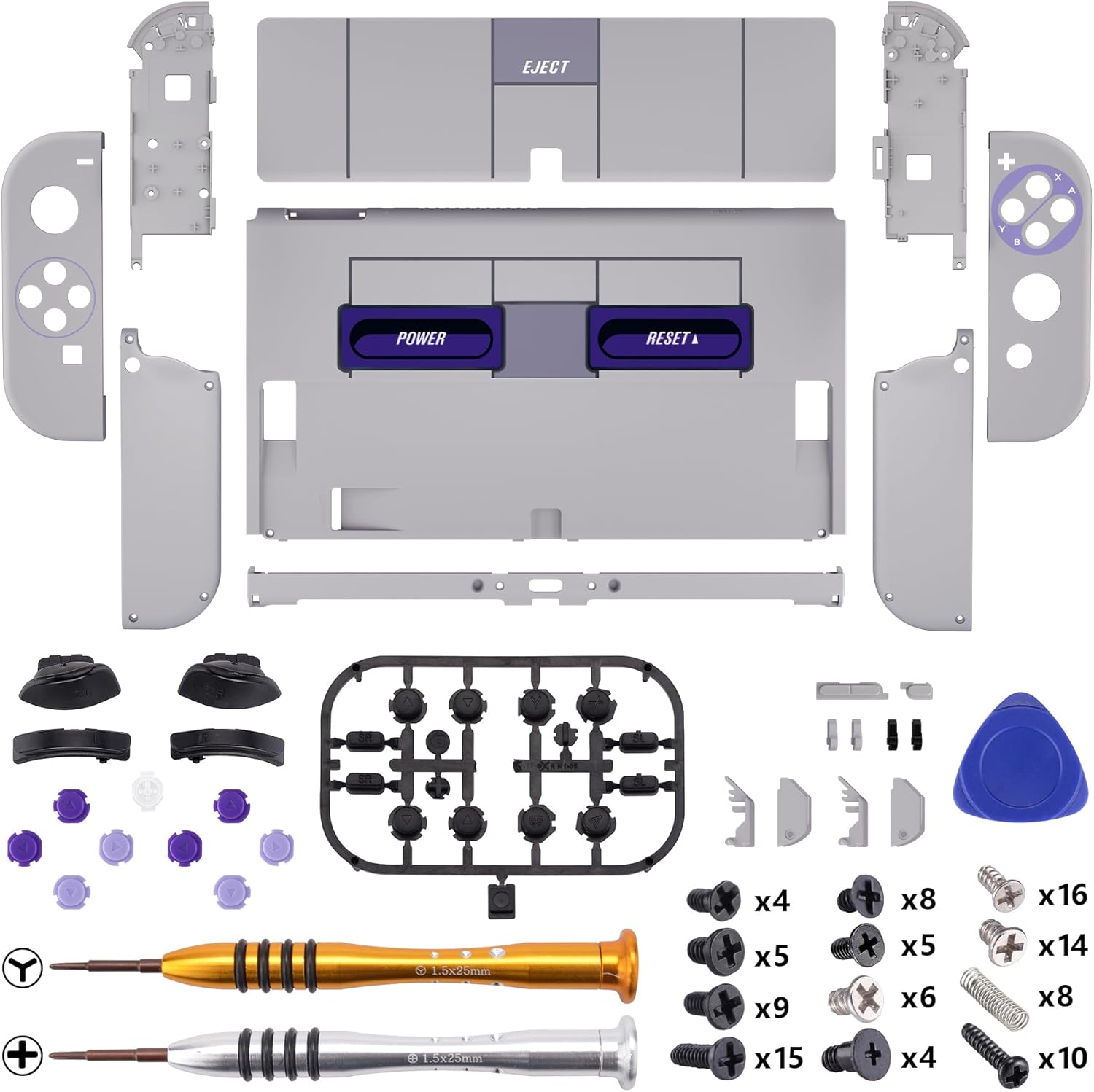 eXtremeRate Classic SNES Style Soft Touch Juego completo de carcasa ...