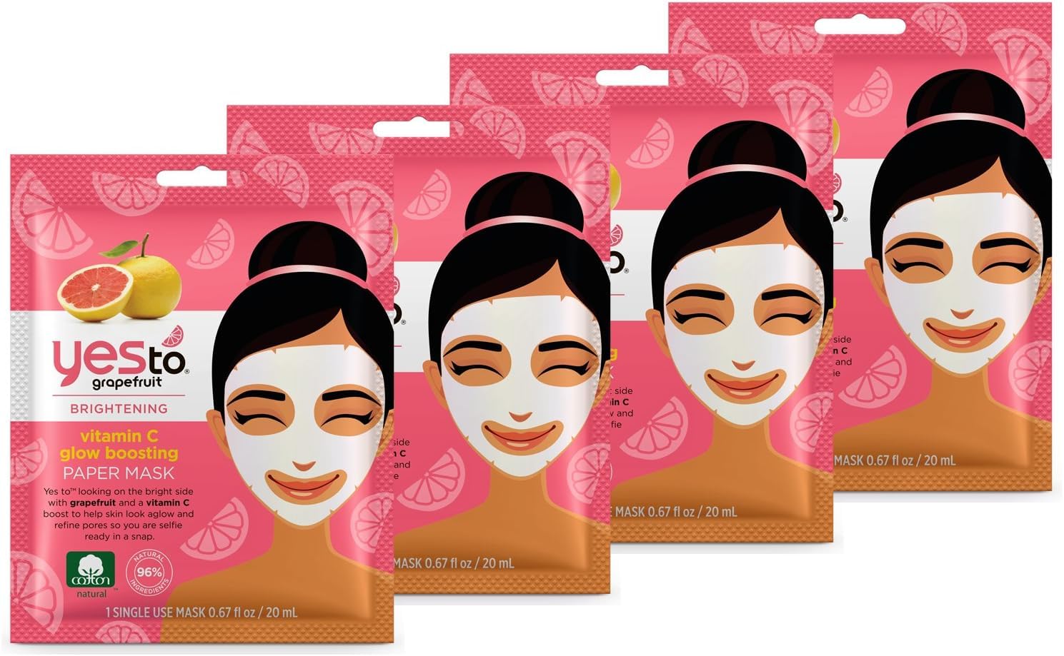 Amazon.com : Yes To Grapefruit Vitamin C Glow Boosting Paper Mask ...