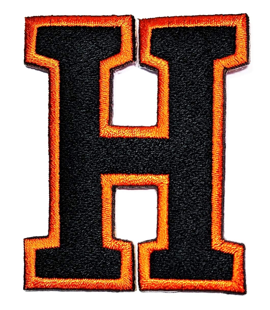 Amazon.com: PARITA 2.4 INCH. Orange Black Letter H Iron on Embroidered ...