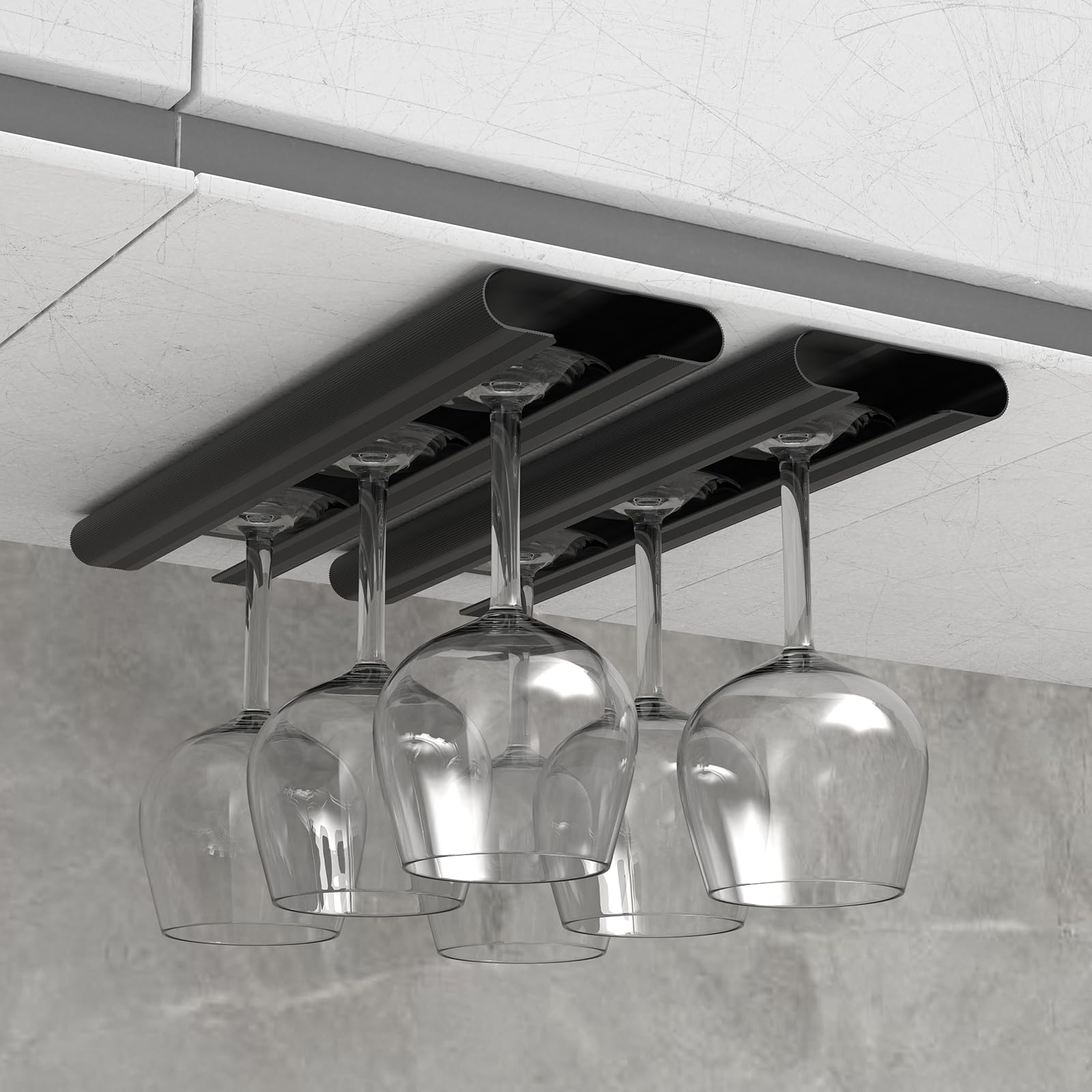 AQJUNONG Wine Glass Holder Under Shelf，Aluminum Wine Glass Rack 2 Pack ...