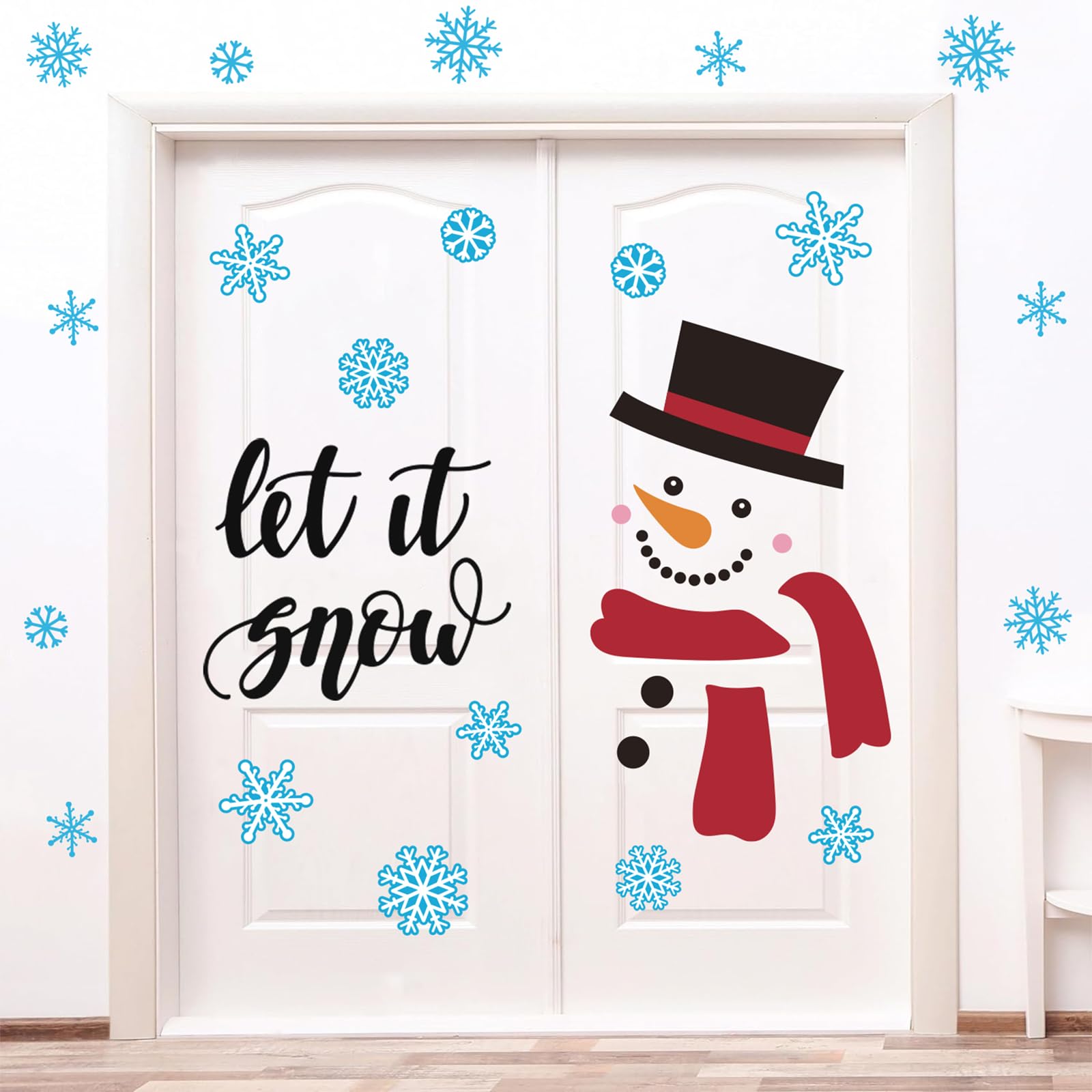Amazon.com: AnyDesign Christmas Door Stickers Snowman Let It Snow ...