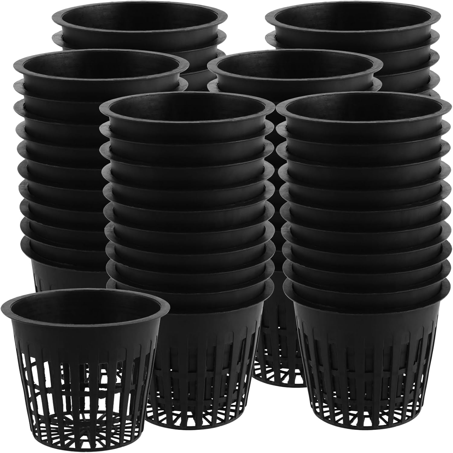 Amazon.com: JEUIHAU 60 PCS 3 Inch Black Plastic Net Cups, Hydroponic ...
