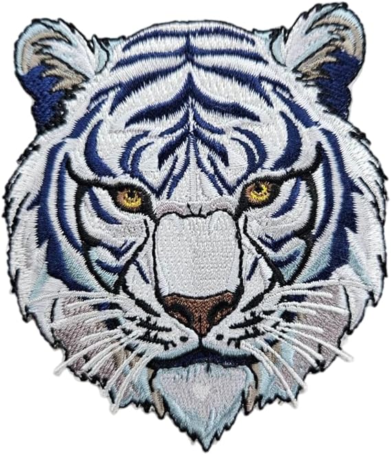 Amazon.com: 3.5" Embroidered White Tiger Iron On Patch | Decorative Zoo ...