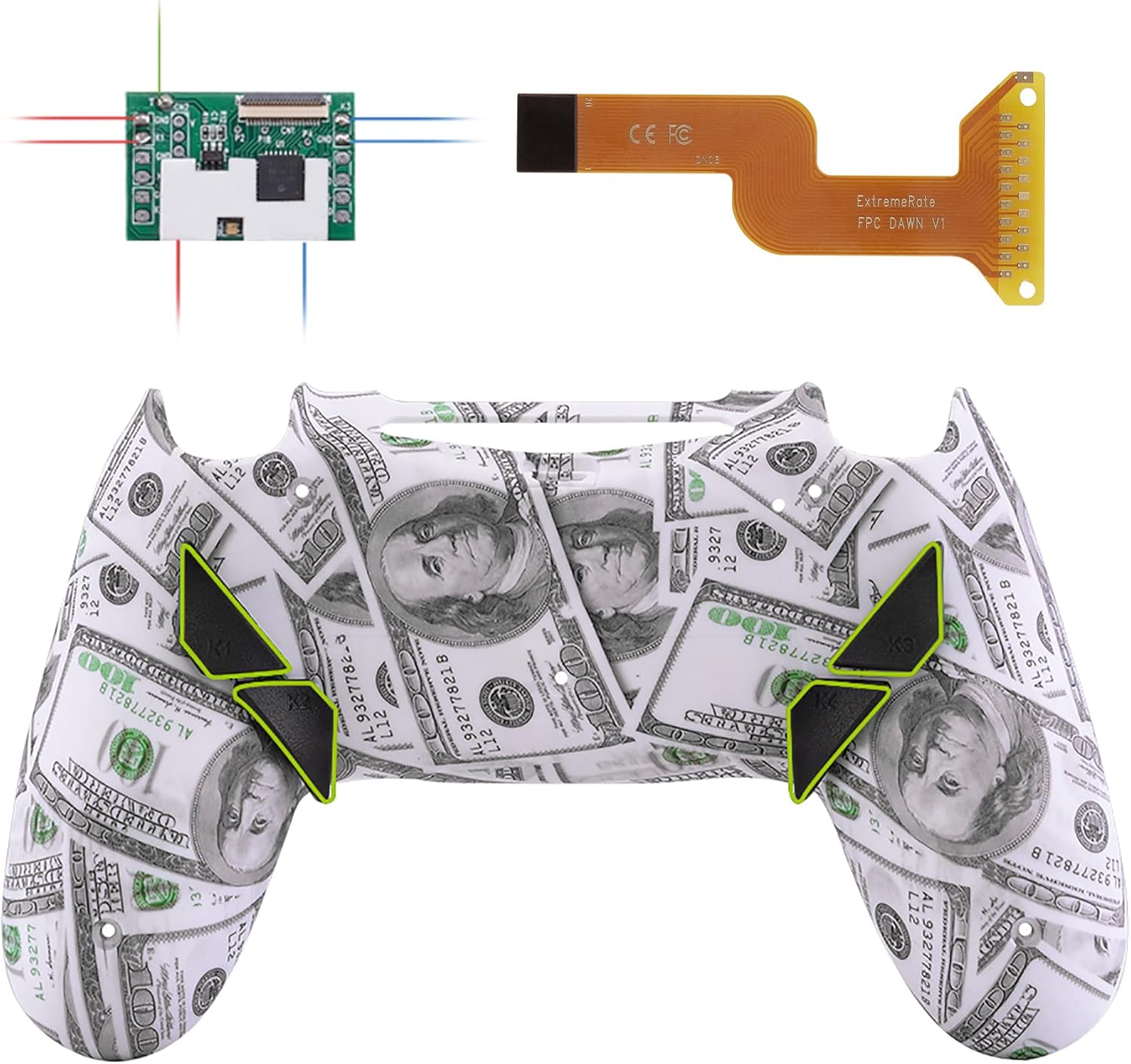 eXtremeRate 100$ Cash Money Dollar Dawn Programable Remap Kit for PS4 ...