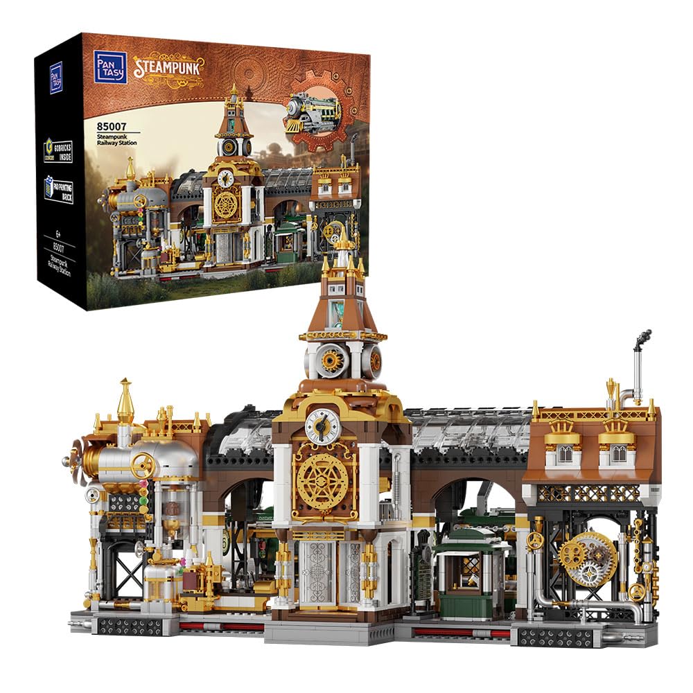 PANTASY Steam Punk Train Station Architecture Building Set, Steampunk ...