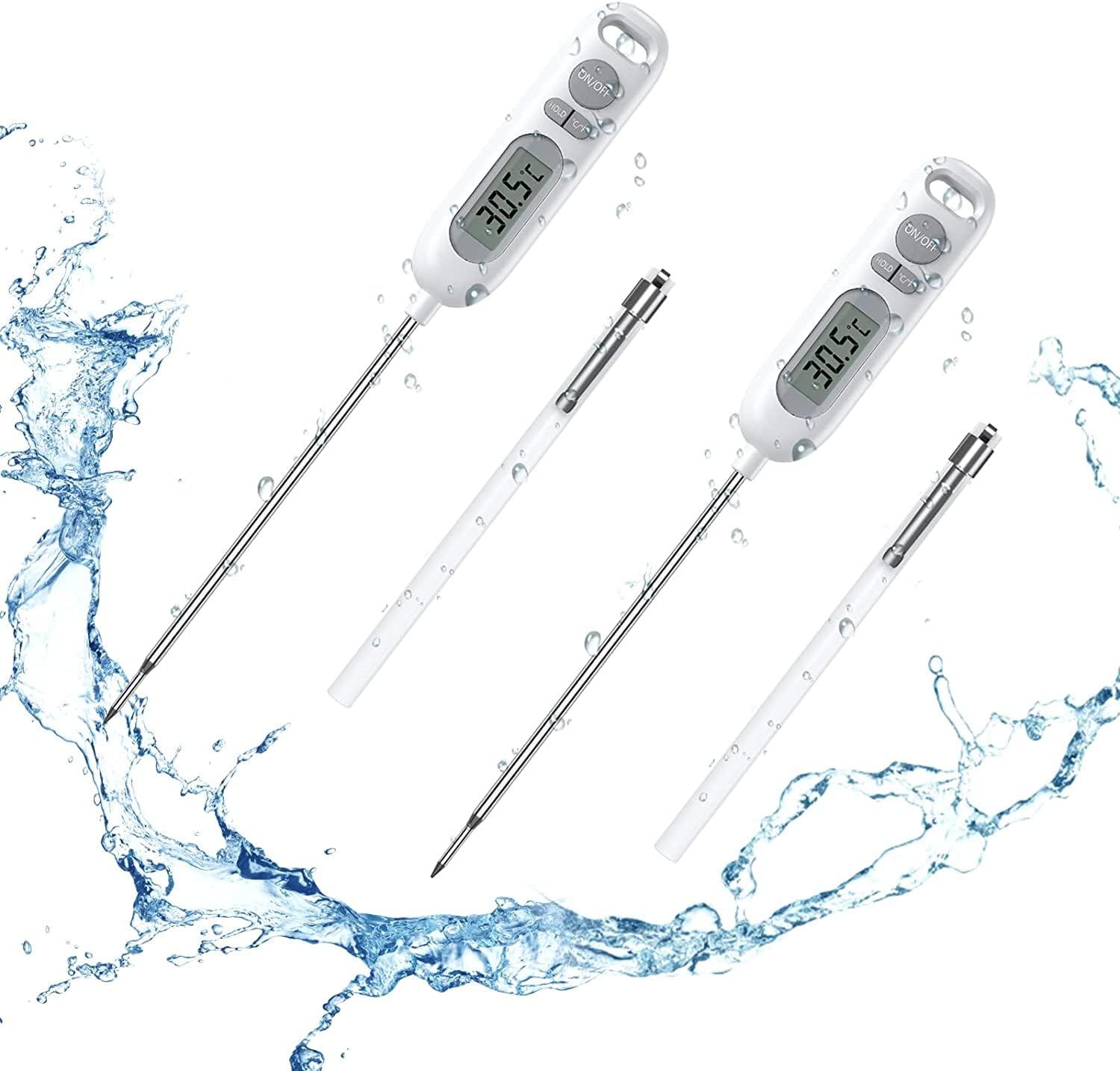 [2 Pack] Criacr Meat Thermometer, IPX65 Waterproof Cooking Thermometer ...