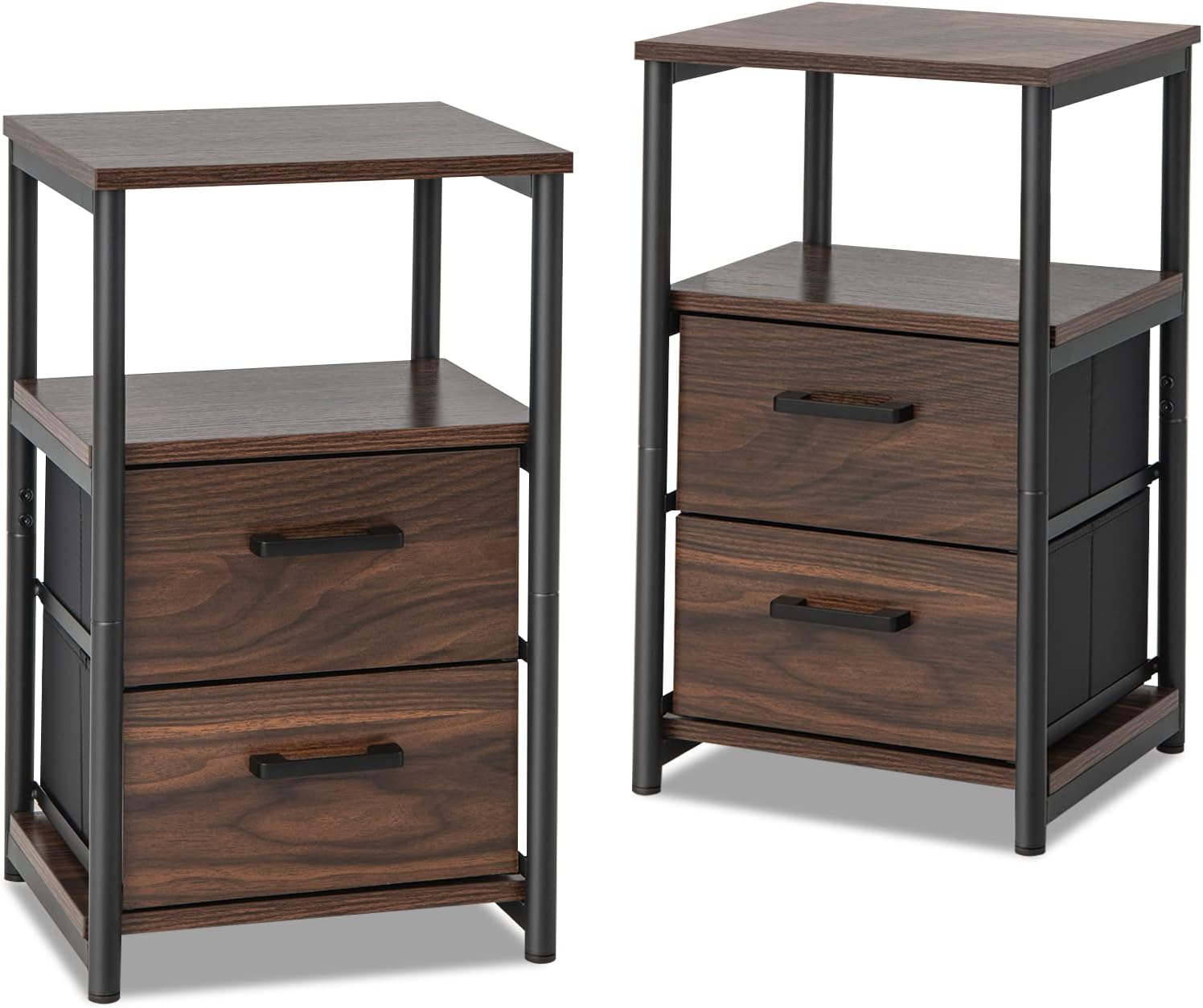 Amazon.com: Giantex Nightstand Set of 2, Bedside Table with 2 Fabric ...