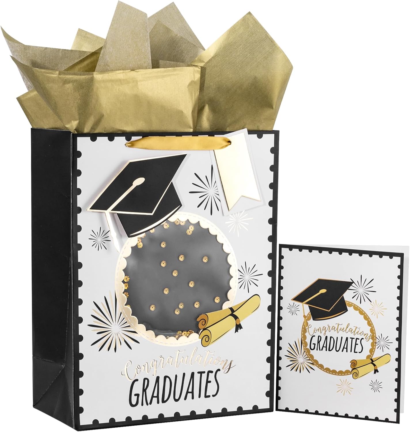 Amazon.com: WRAPAHOLIC 13" Large Graduation Season Theme Gift Bag with ...
