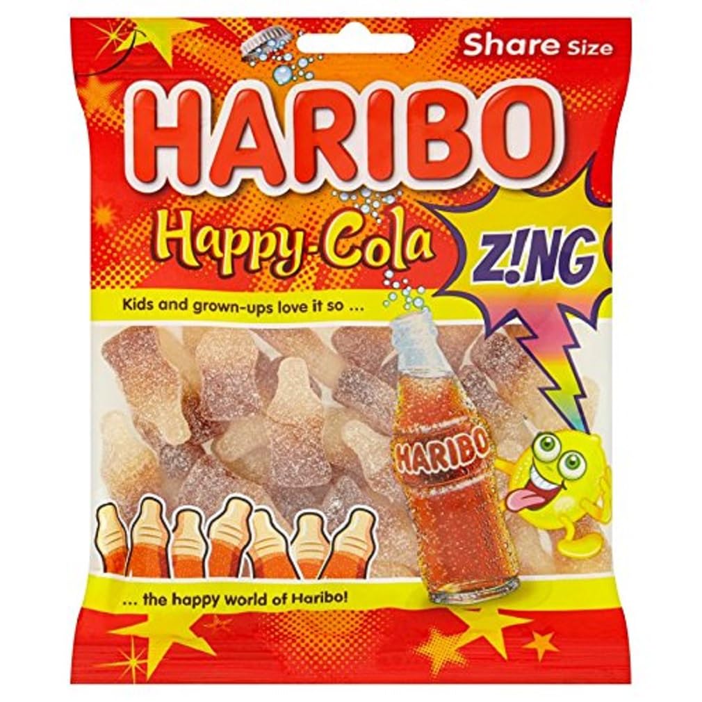 Amazon.com : Haribo Happy Cola Zing Share Size Bag Pouch 140g : Gummy ...