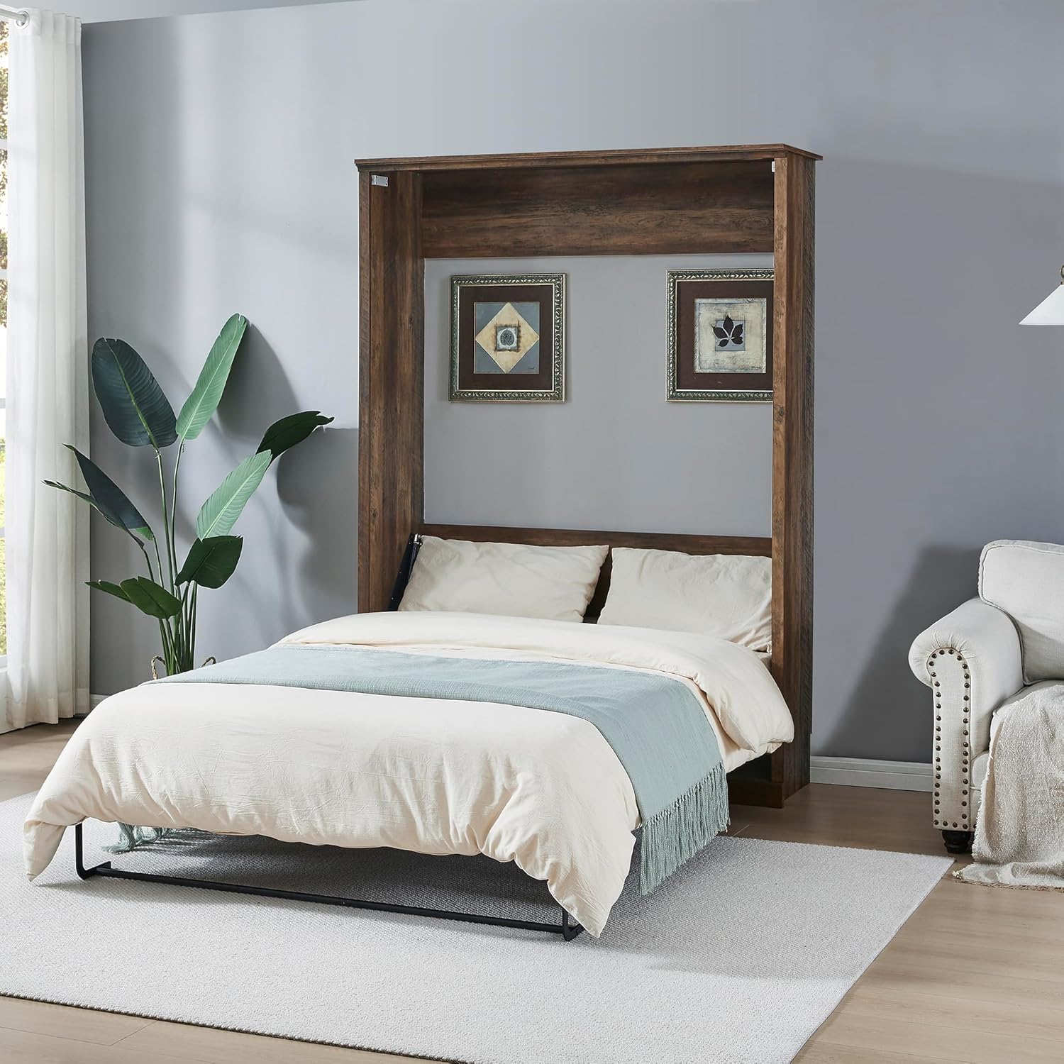 Amazon.com: MERITLINE Full Size Murphy Bed with USB Port,Wood Full ...