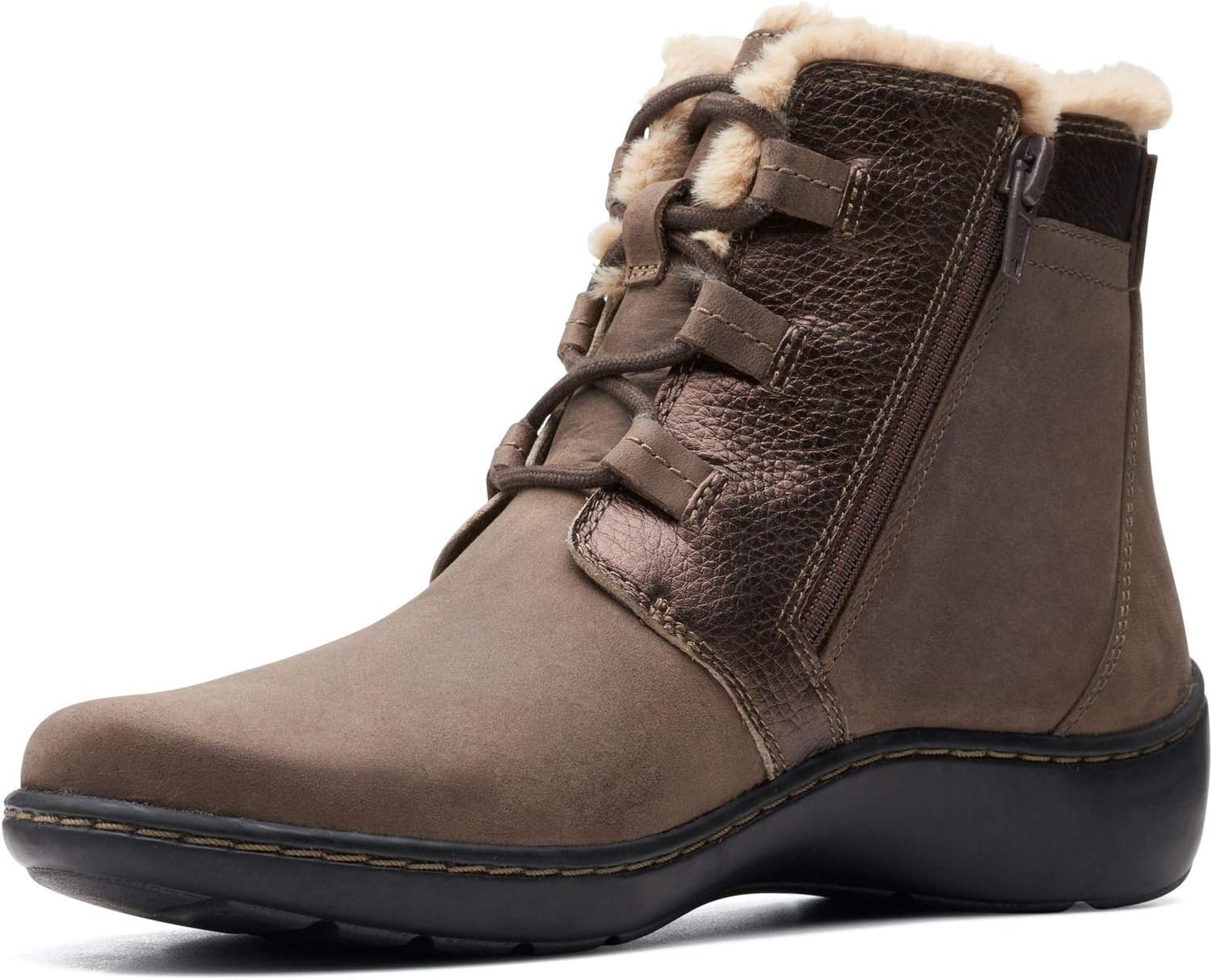 Clarks Cora Chai - Botines para mujer, Combinación gris pardo/bronce ...