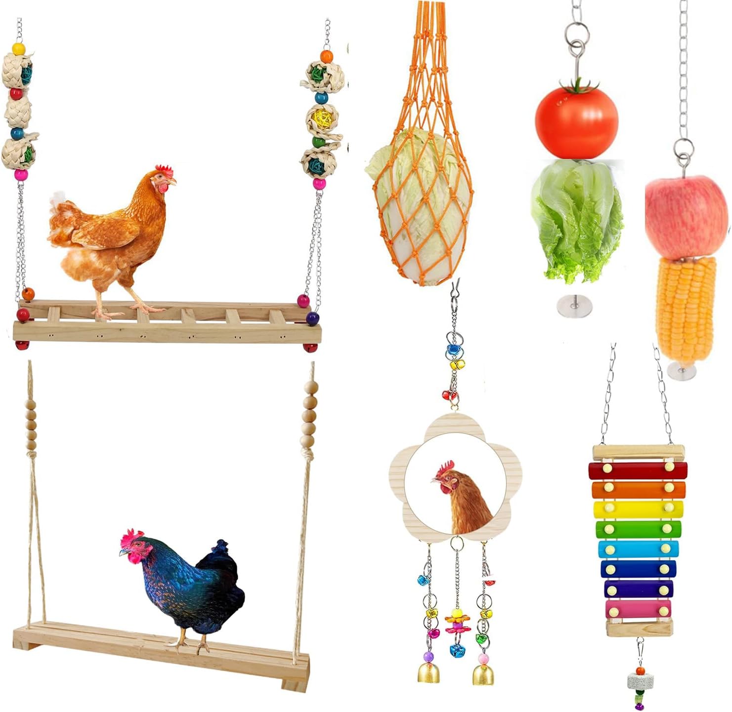 Amazon.com: Chicken Toys for Coop 8 Set Chicken Swing Chicken Xylophone ...
