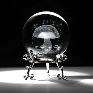 Amazon.com: HDCRYSTALGIFTS 3D Mushroom Crystal Ball with Stand 60mm ...