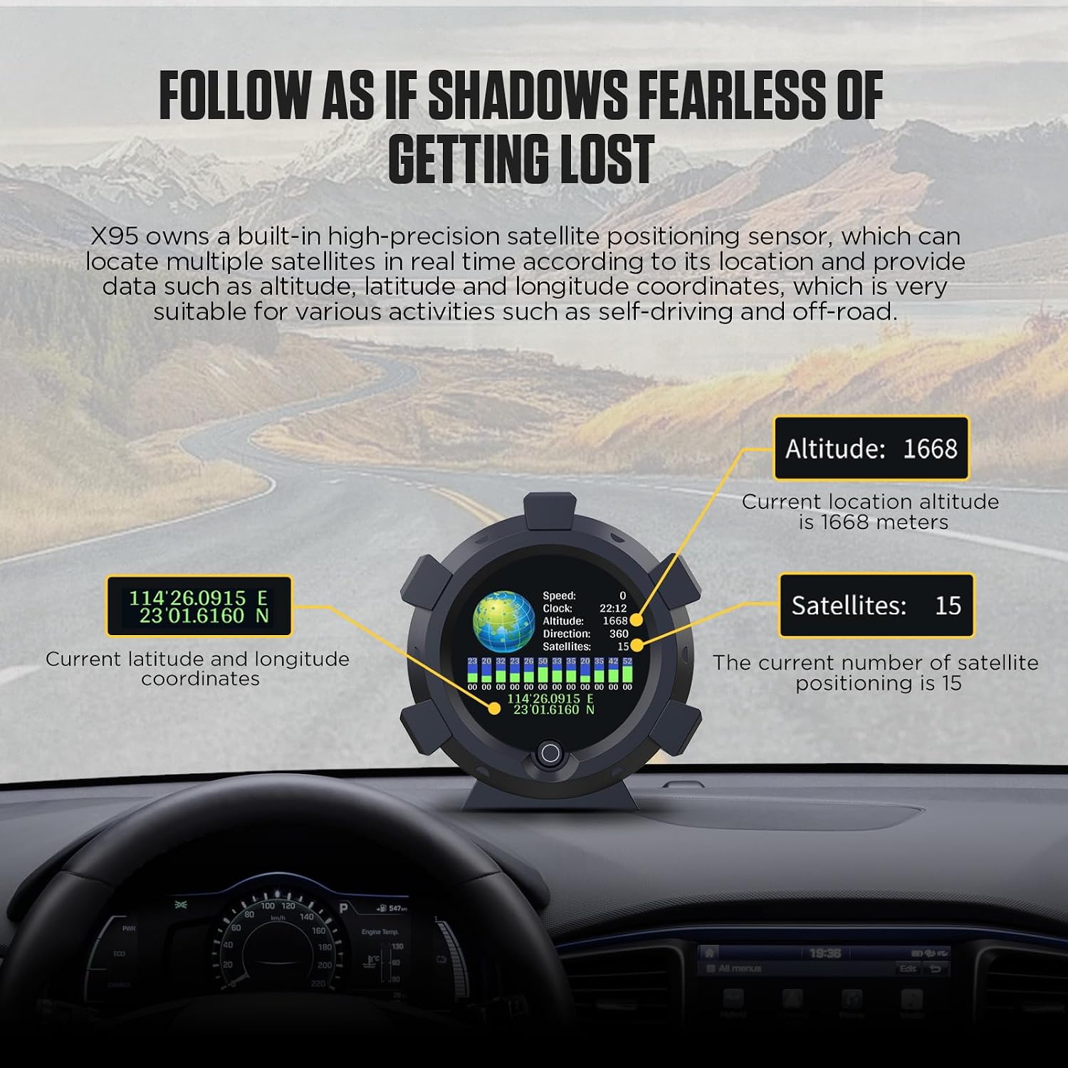 Inclinometer Offroad Autool X95 GPS Speedometer & Inclinometer - Multi ...